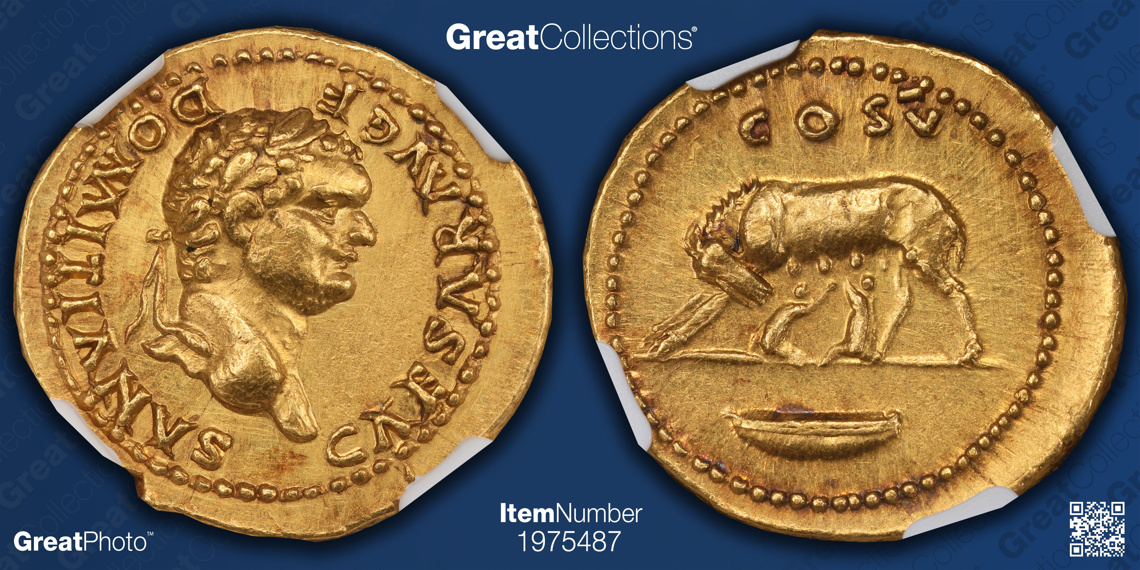 Ancient Roman Empire, Domitian as Caesar (A.D. 69-81) c.A.D. 77-78 Gold ...