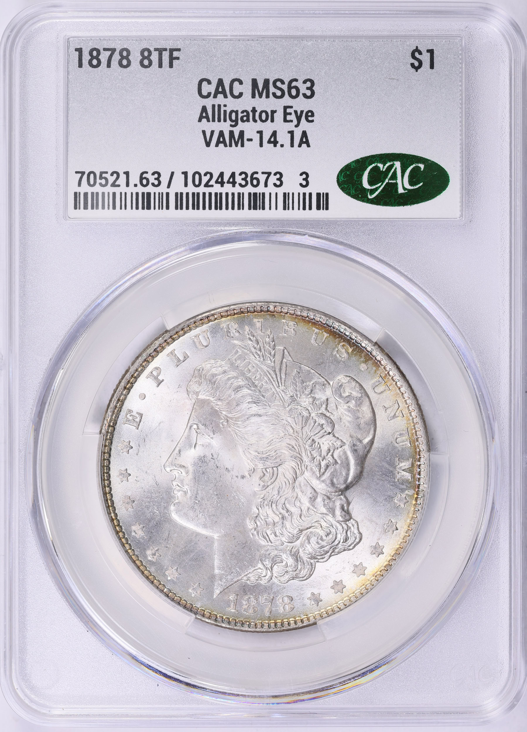 1878 8TF Morgan Silver Dollar Alligator Eye VAM-14.1A CACG MS-63 | CACG ...
