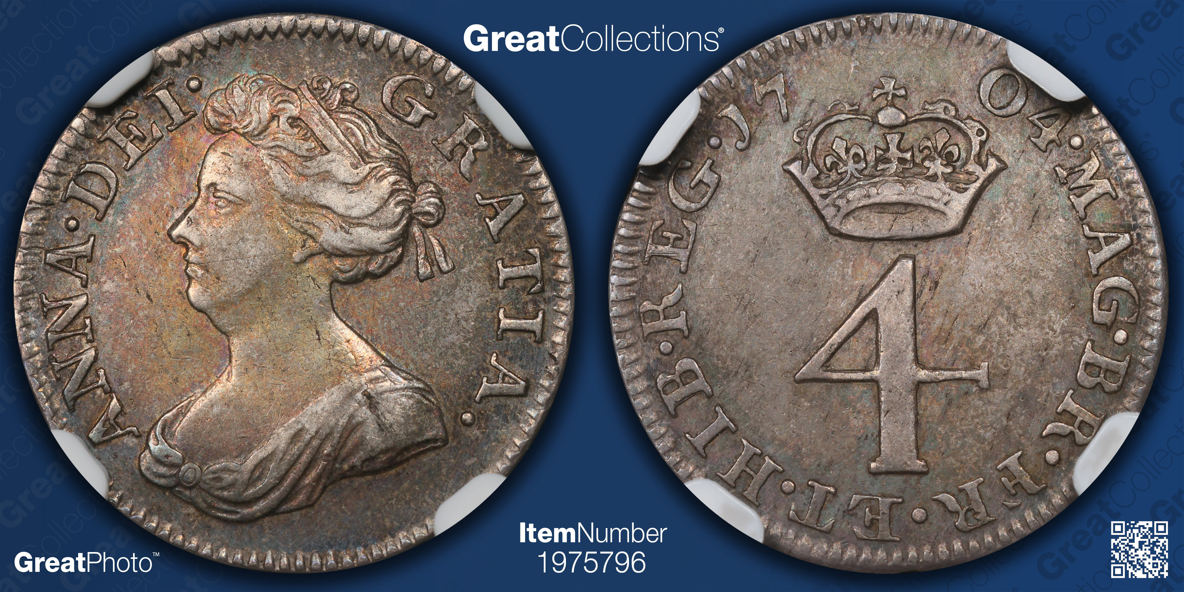 Great Britain 1704 Silver 4 Pence KM-515 NGC AU-55 (Item 1975796 ...
