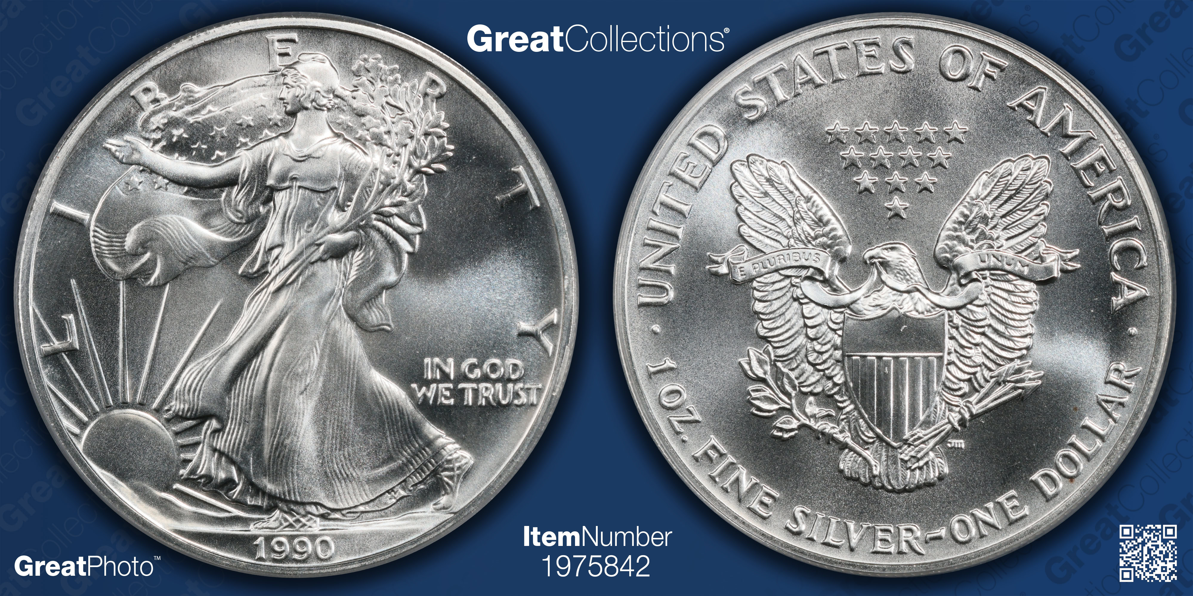 1990 $1 Silver Eagle PCGS MS-70 (Item 1975842) | GreatCollections Coin ...