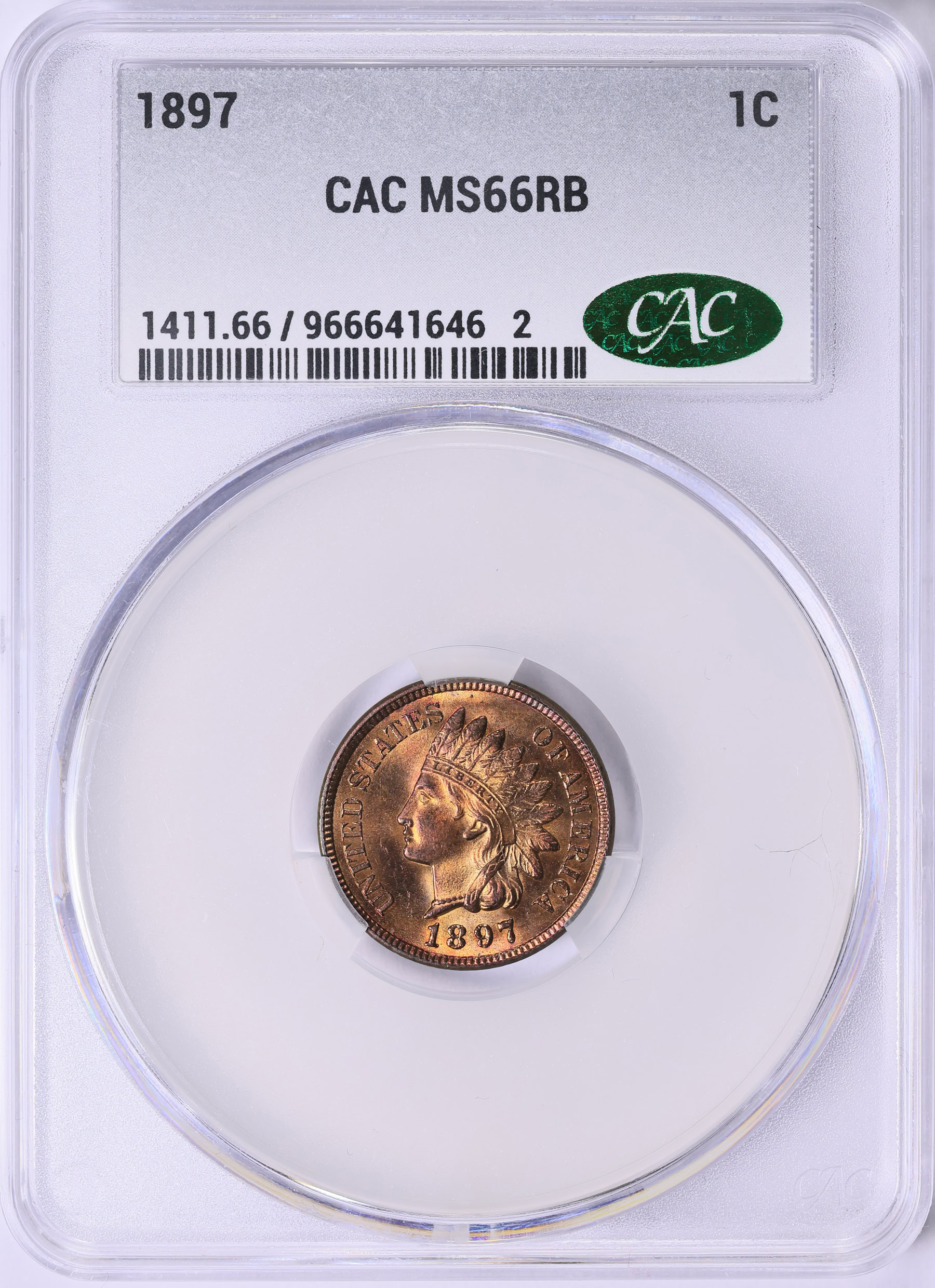 1897 Indian Cent CACG MS-66 RB (Item 1975919) | GreatCollections Coin ...