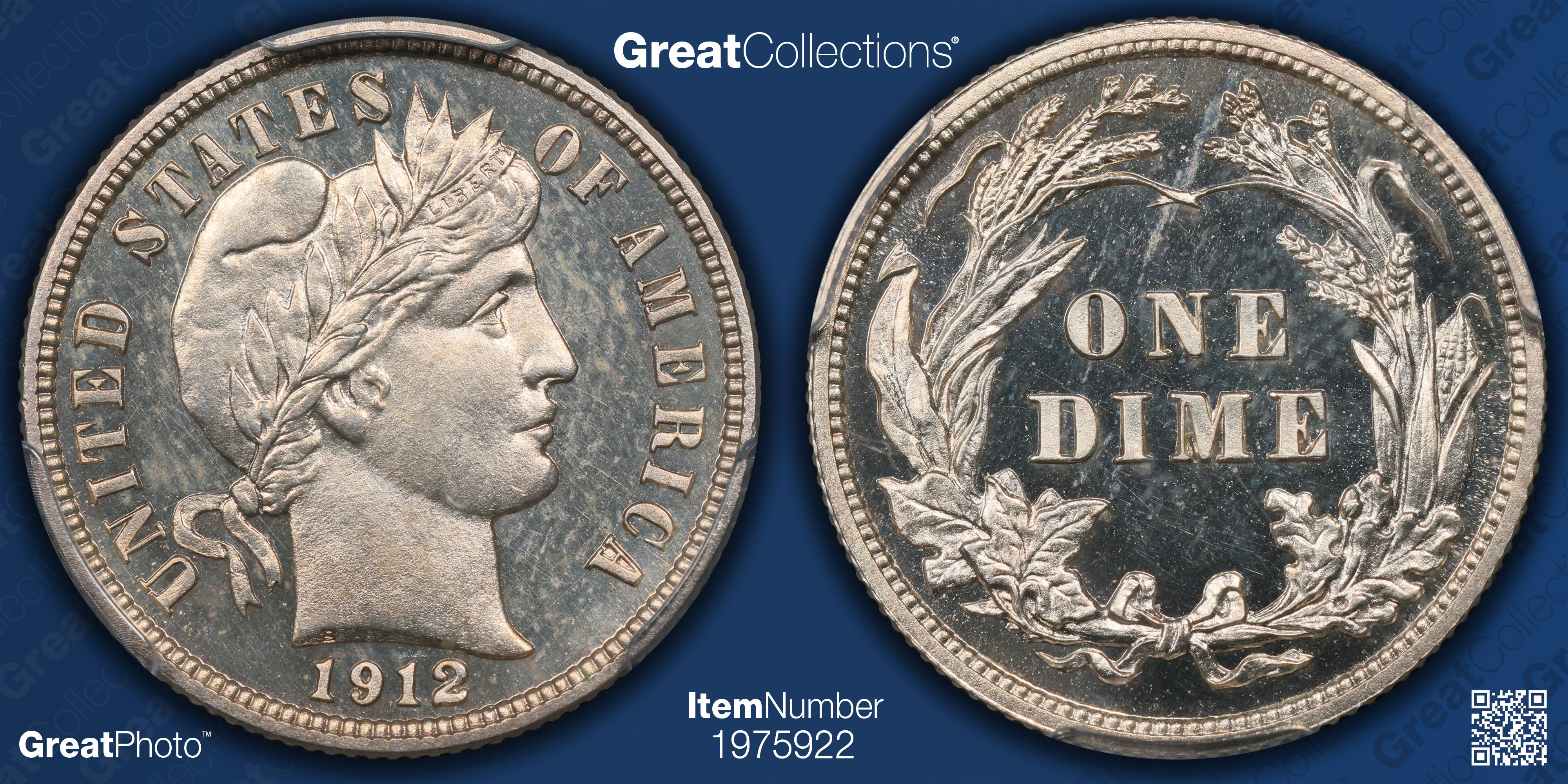 1912 Barber Dime PCGS Proof-63 (Item 1975922) | GreatCollections Coin ...