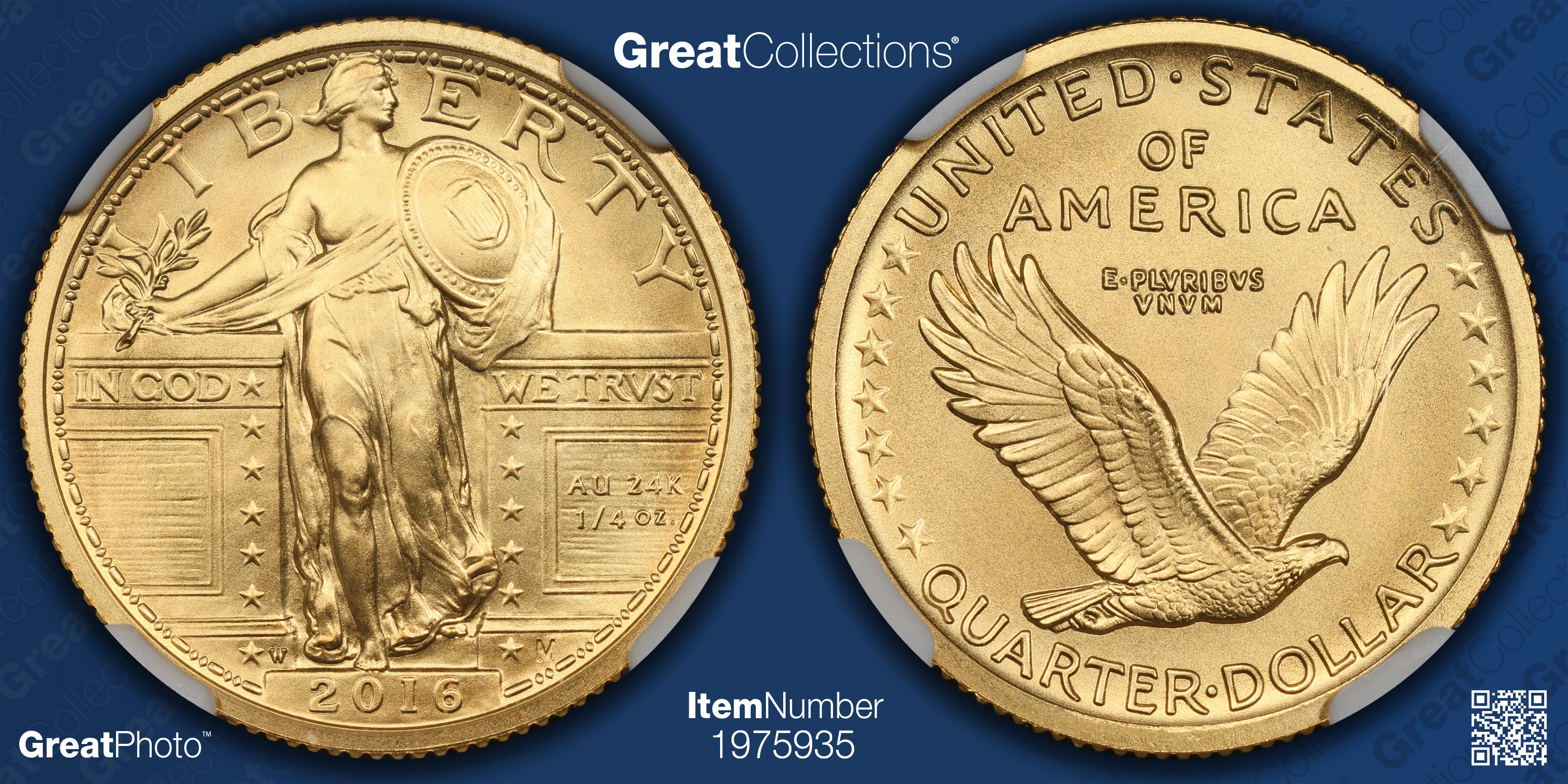 2016-W Standing Liberty Quarter 100th Anniversary Gold Early Releases ...