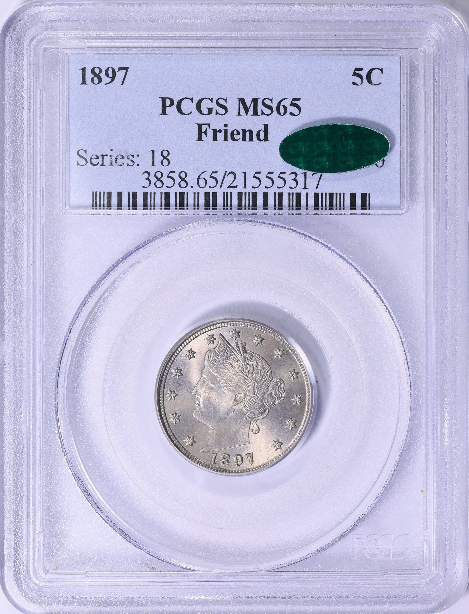 1897 Liberty Nickel PCGS MS-65 (CAC Green) (Item 1976117 ...