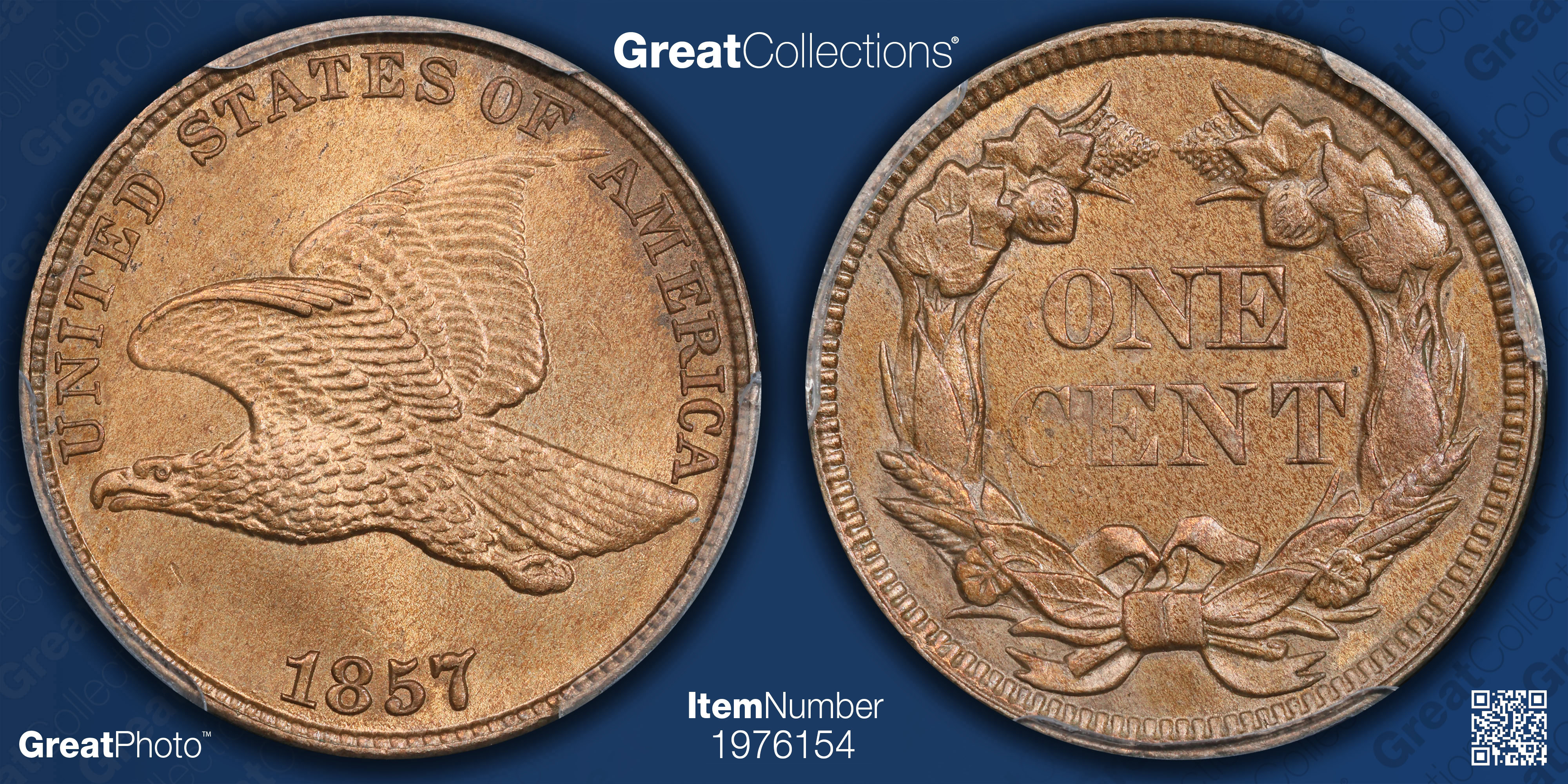 1857 Flying Eagle Cent PCGS MS-64 (CAC Green) (Item 1976154 ...