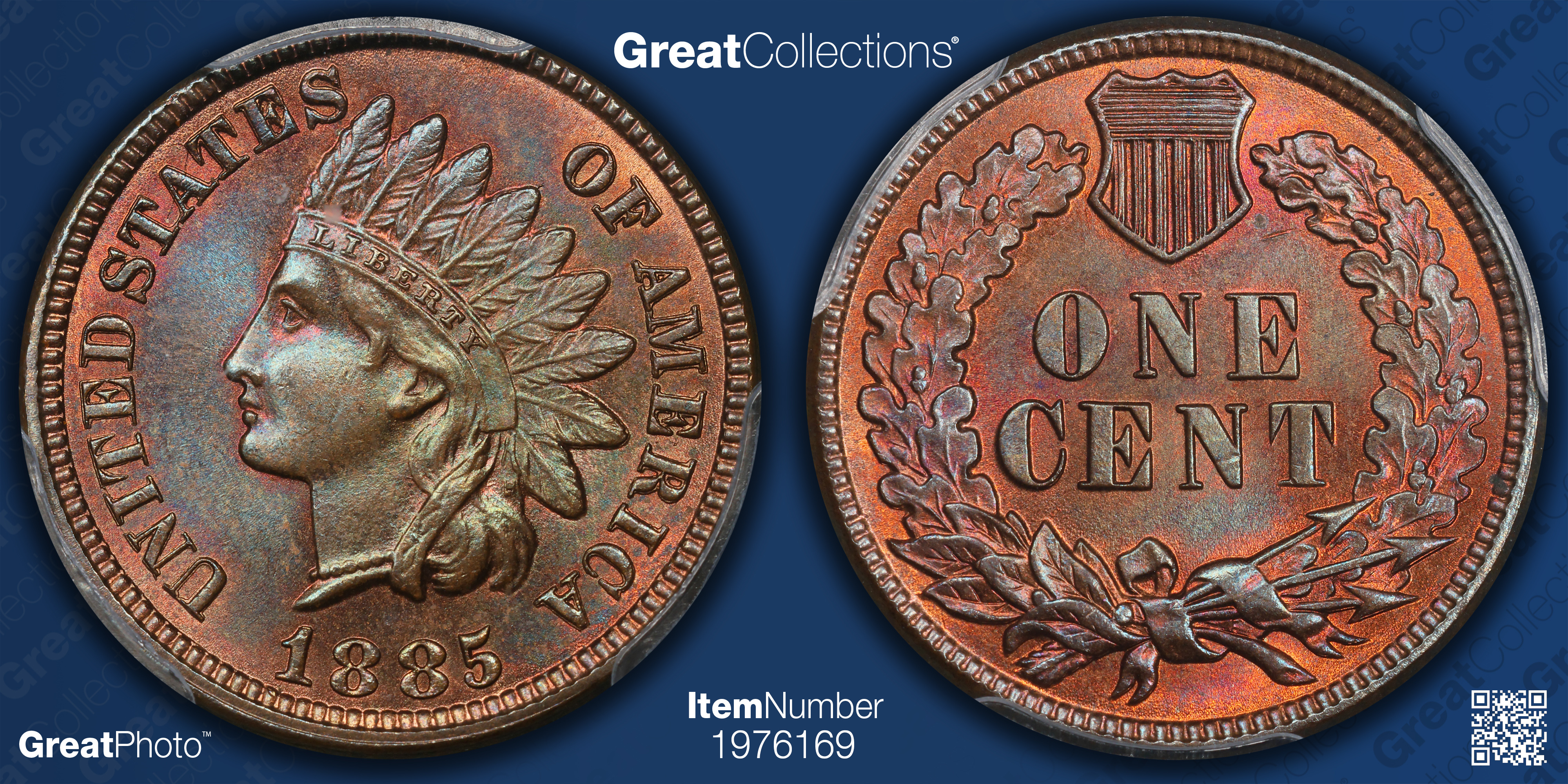 1885 Indian Cent PCGS MS-65+ RB (CAC Green) (Item 1976169 ...
