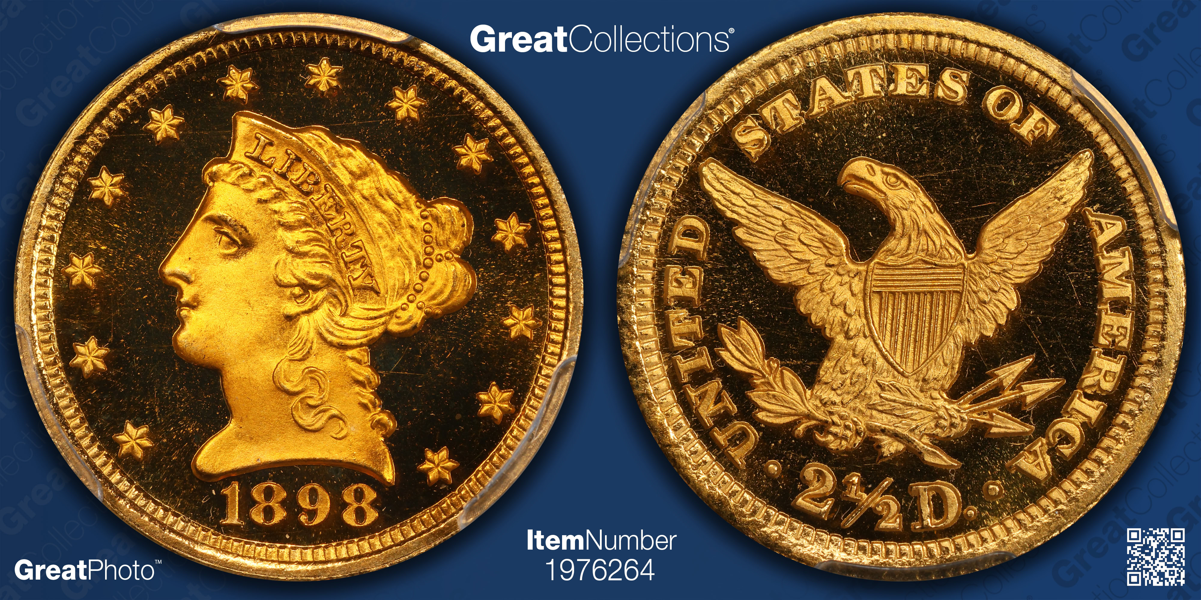 1898 Liberty Gold Quarter Eagle PCGS Proof-67+ DCAM (CAC Green) (Item ...