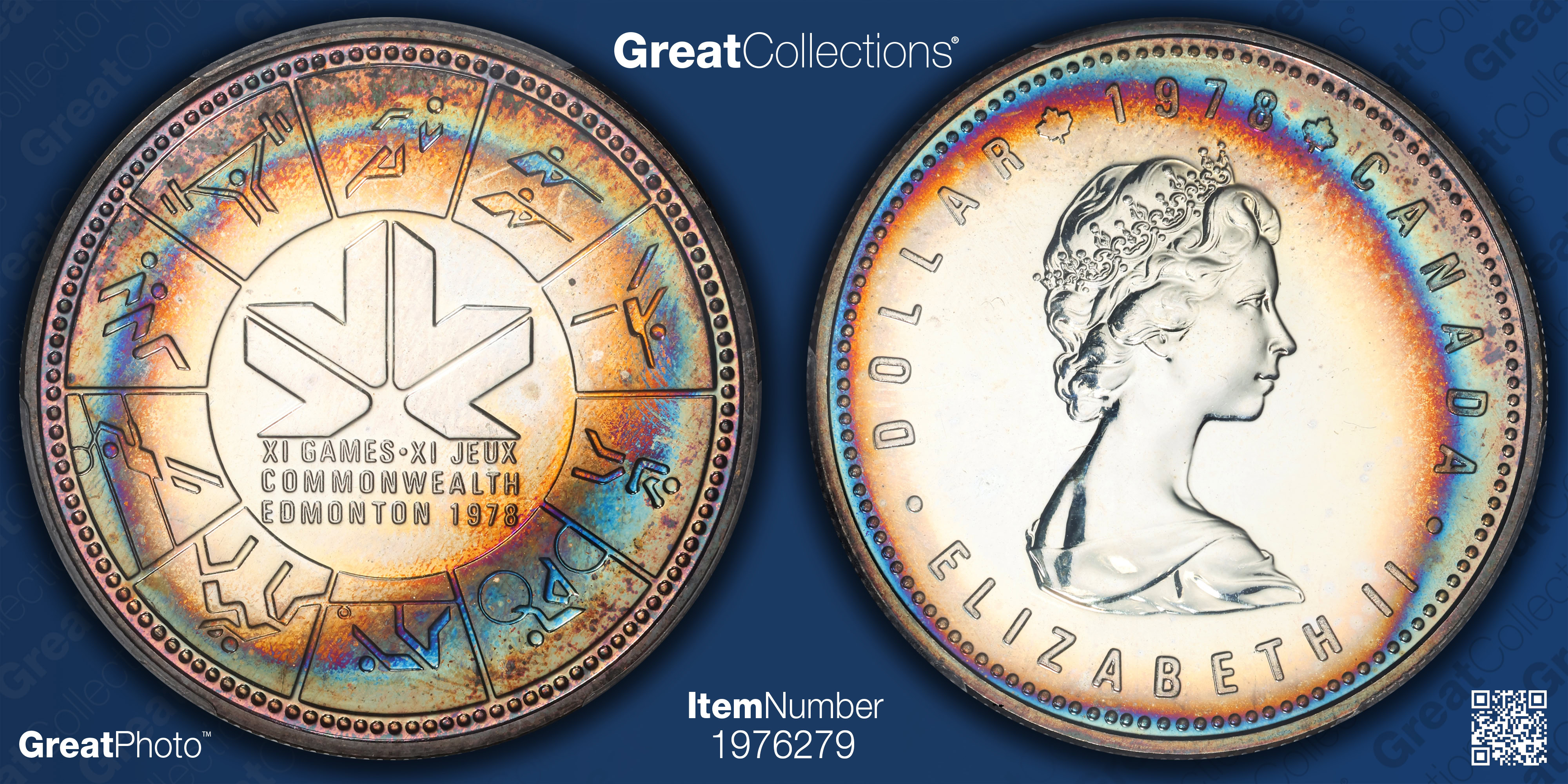 Canada 1978 Silver Dollar Commonwealth Games KM-121 PCGS SP-65 (Toned ...