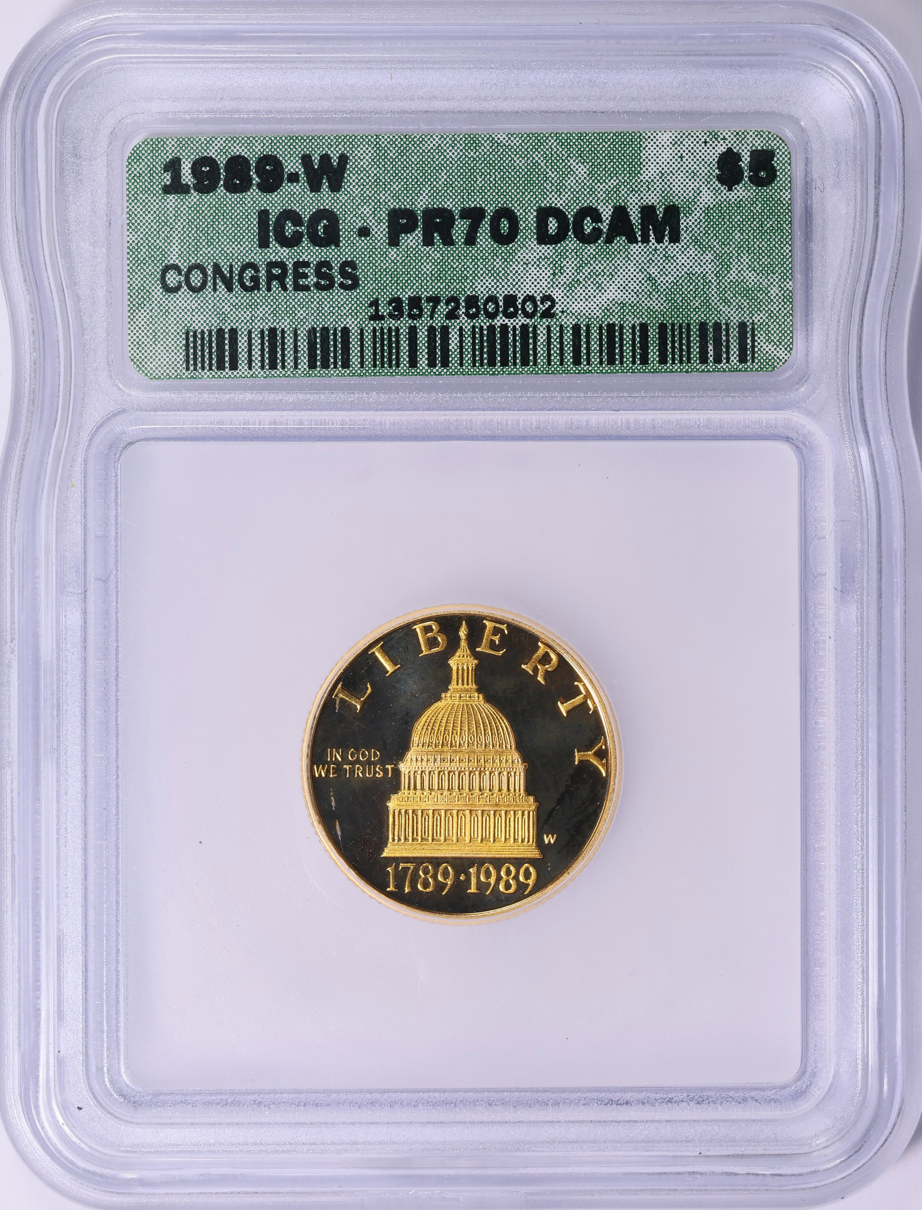 1989-W Congress Bicentennial Gold $5 ICG Proof-70 DCAM (Toned) (Item ...