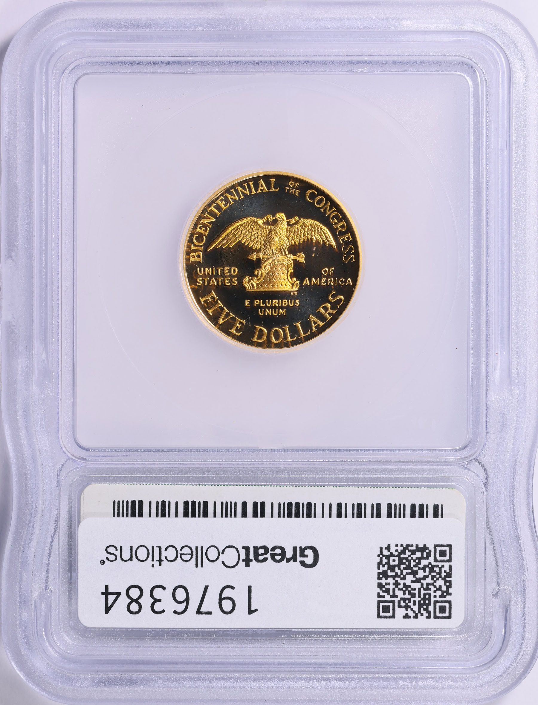 1989-W Congress Bicentennial Gold $5 ICG Proof-70 DCAM (Toned) (Item ...