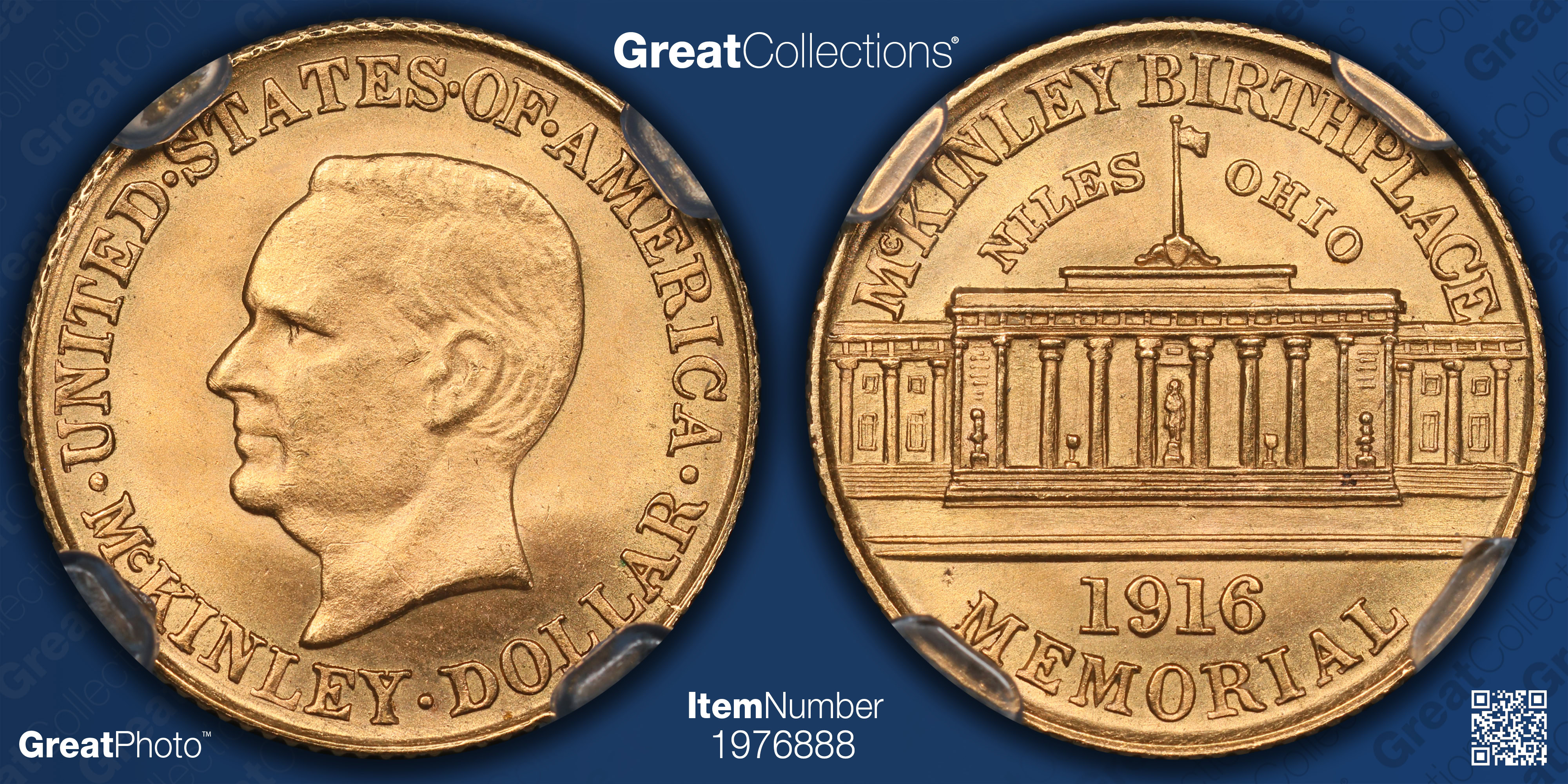 1916 McKinley Gold Dollar NGC MS-66 (VaultBox Series X Holographic ...