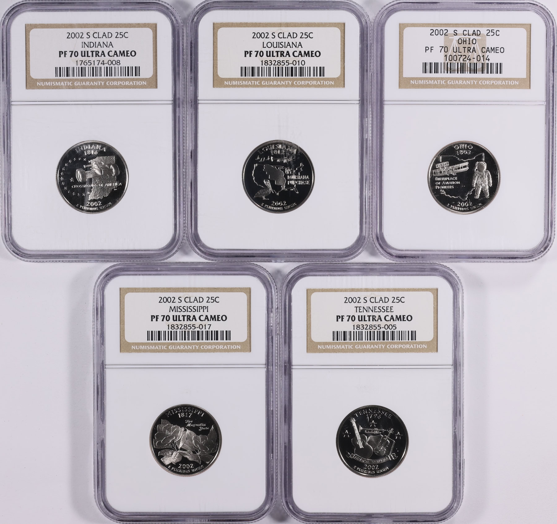 2002-S 50 State Quarters Set NGC Proof-70 UC (5 Coins) (Item 1976983 ...