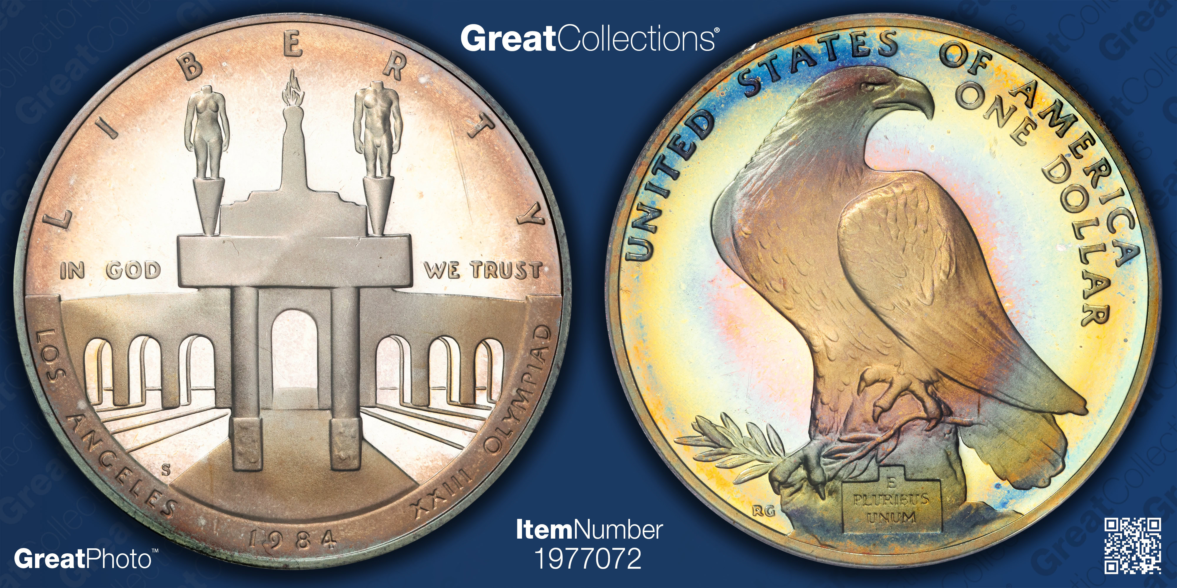 1984-S Los Angeles XXIII Olympiad Coliseum Silver Dollar PCGS Proof-68 ...