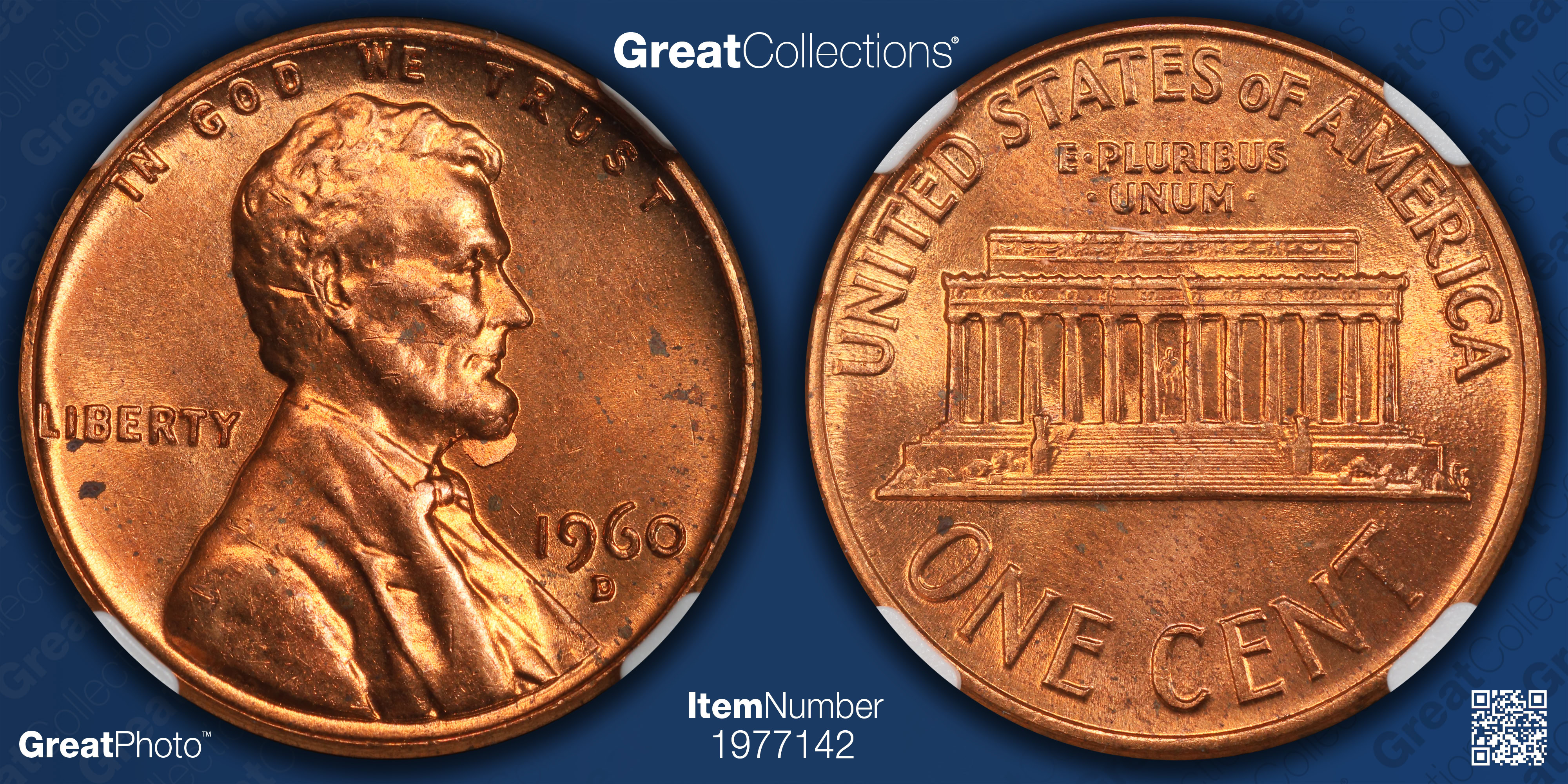 Mint Error 1960-D Lincoln Cent Large Date Obverse Lamination NGC MS-63 ...