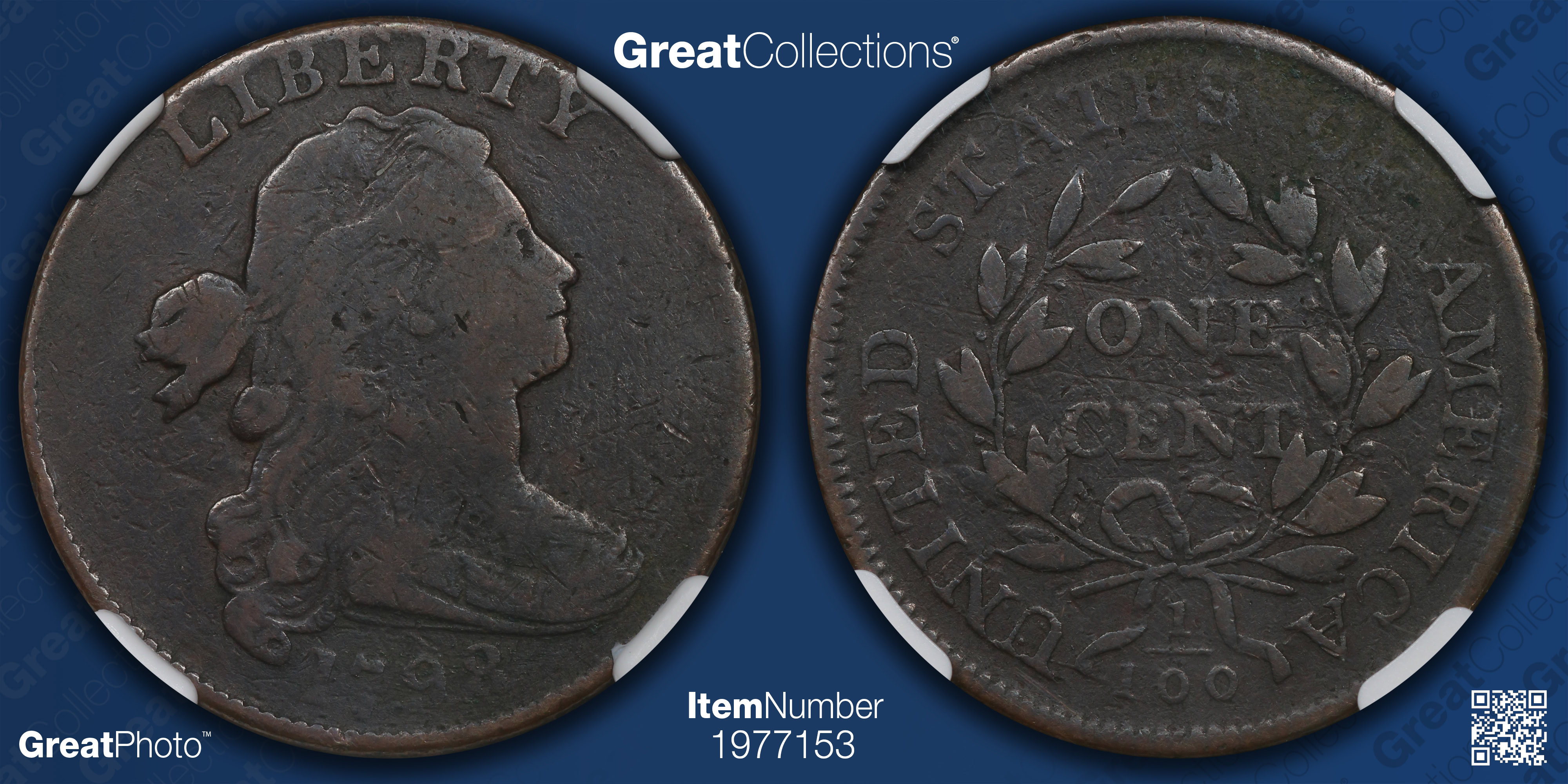 1798 Draped Bust Cent 2nd Hair Style Sheldon 168 NGC VG-10 BN (Item ...