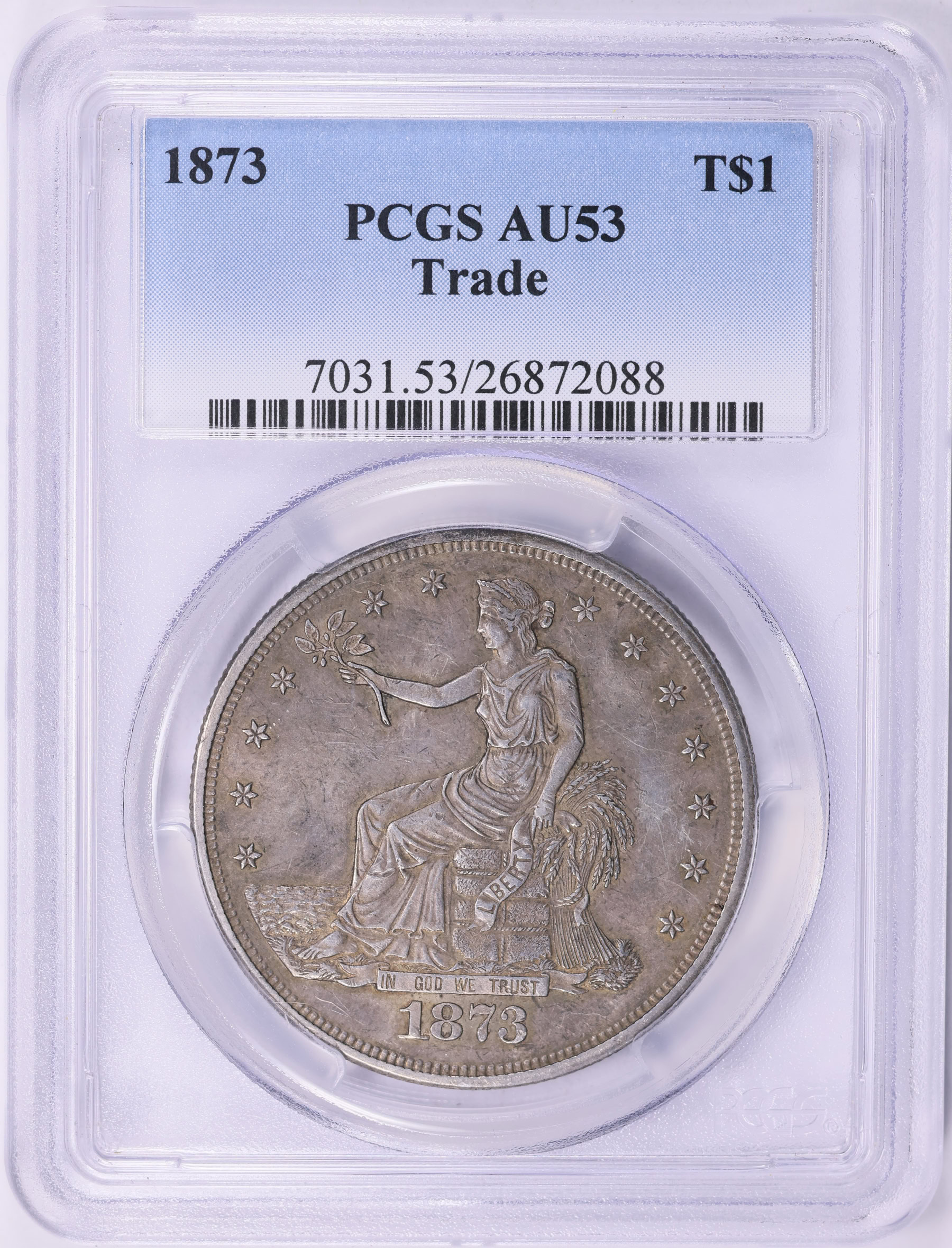 1873 Trade Silver Dollar PCGS AU-53 (Item 1977201) | GreatCollections ...