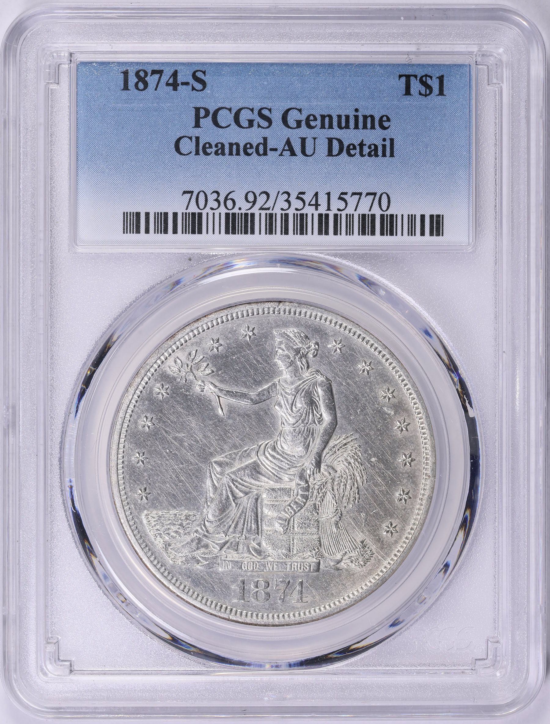1874-S Trade Silver Dollar PCGS Genuine AU Details (Item 1977204 ...