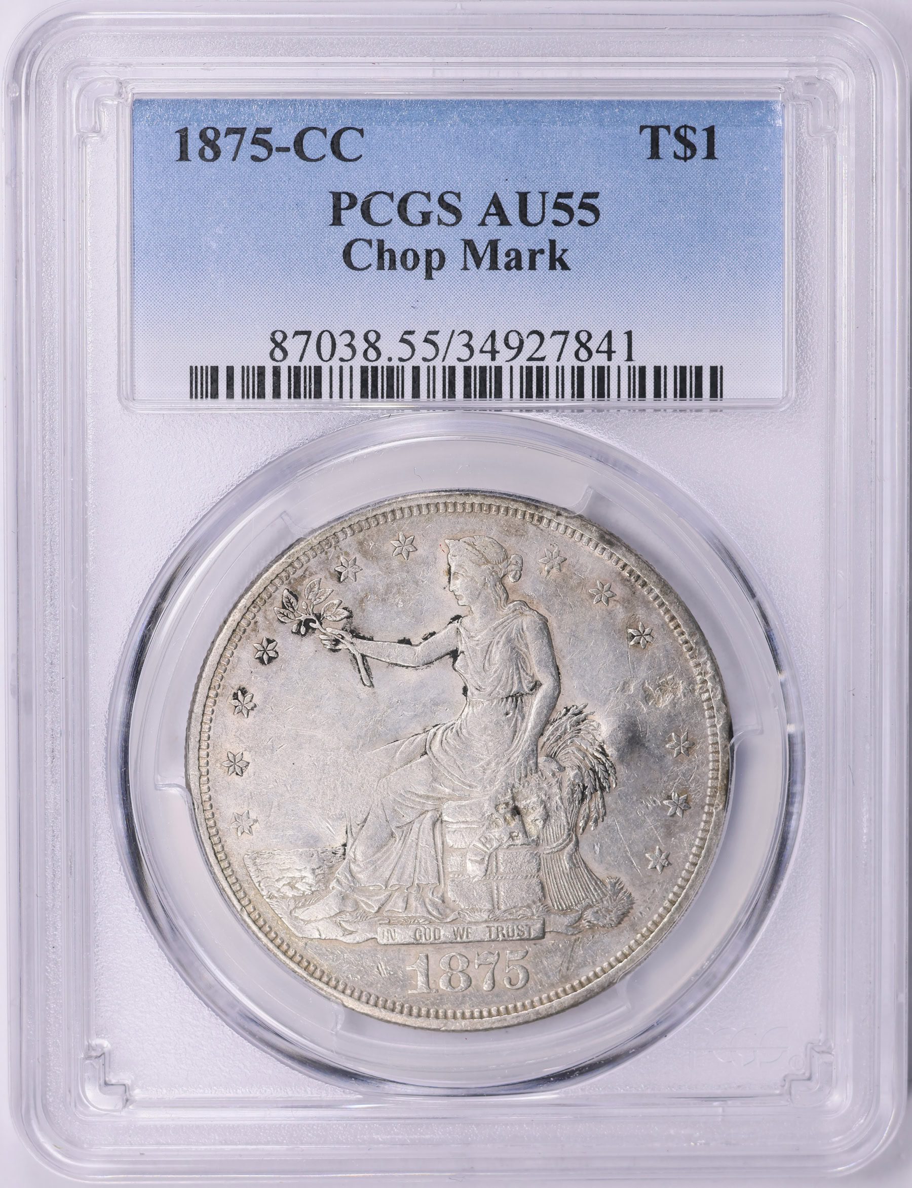 1875-CC Trade Silver Dollar Chop Mark PCGS AU-55 (Item 1977209 ...