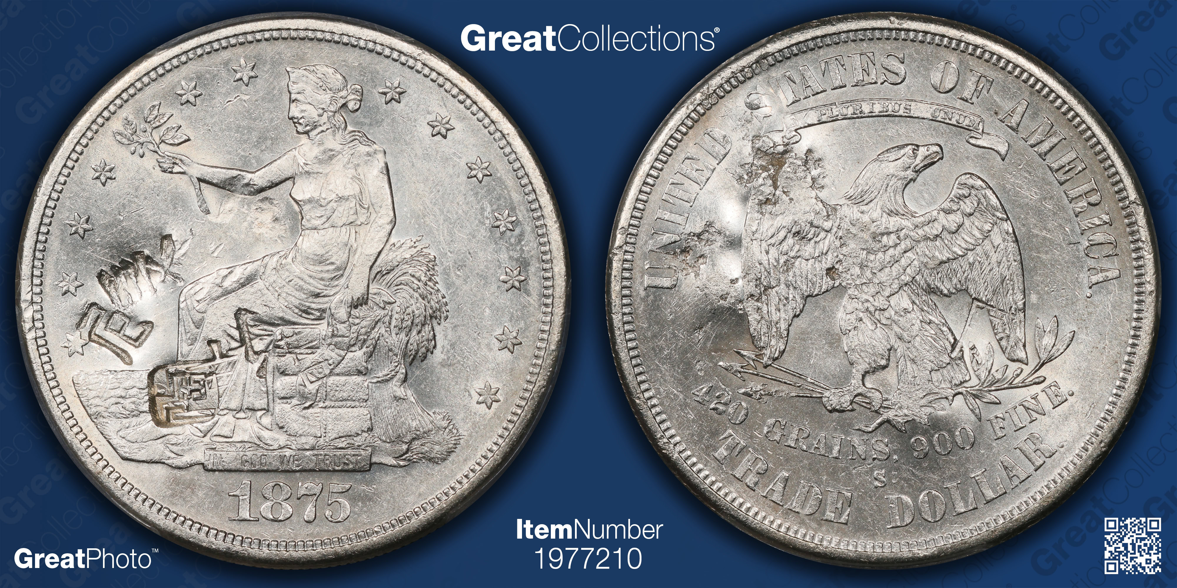 1875-S/CC Trade Silver Dollar Chop Mark PCGS MS-60 (Item 1977210 ...