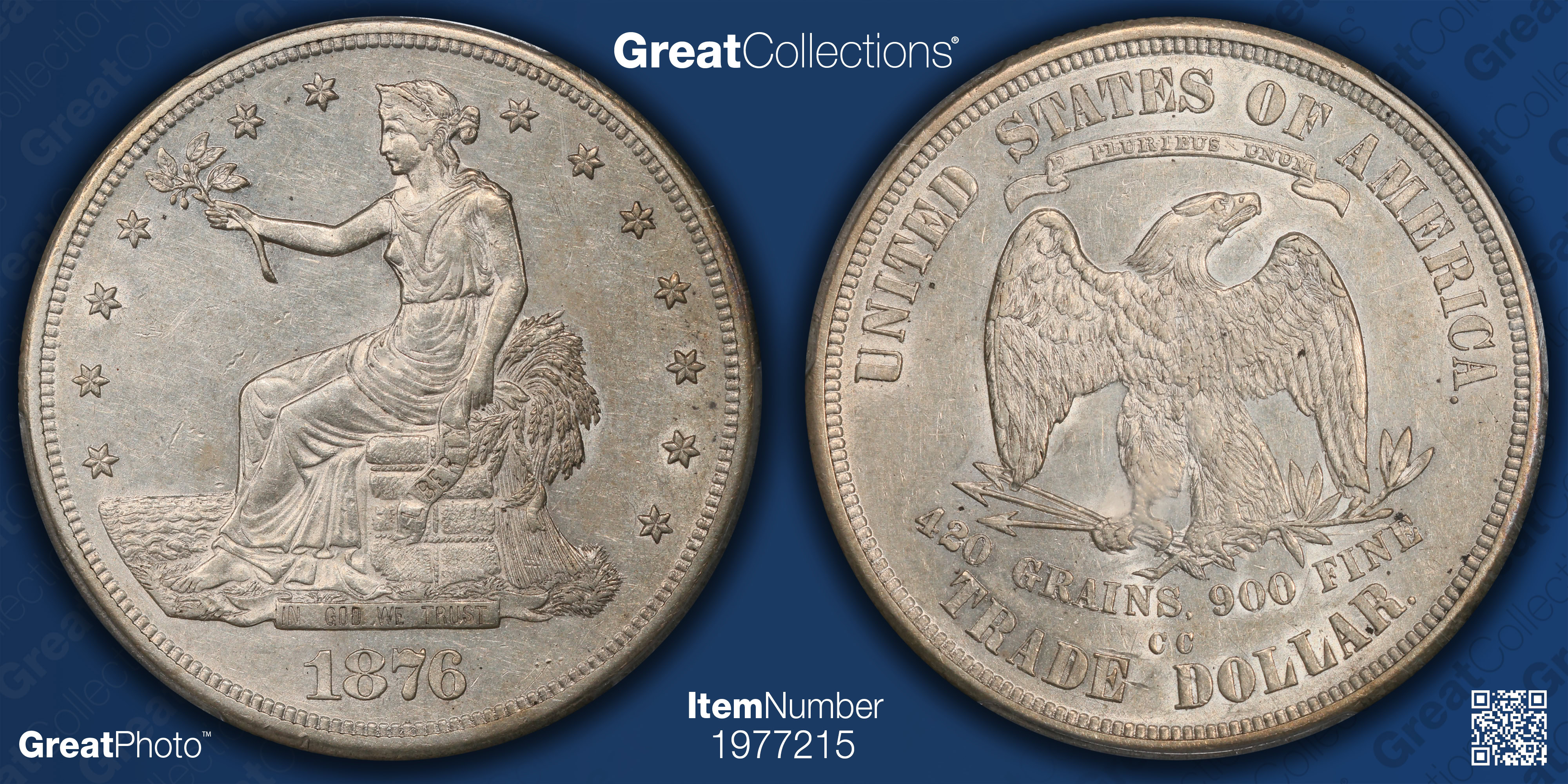 1876-CC Trade Silver Dollar Doubled Die Reverse PCGS AU-53 (Item ...
