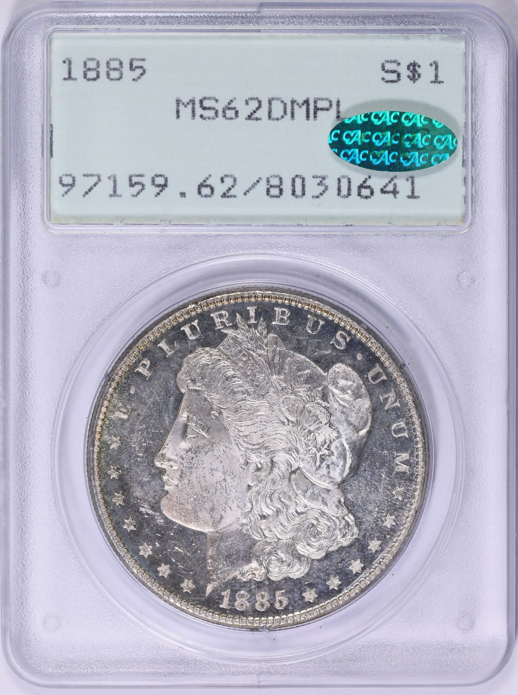 1885 Morgan Silver Dollar PCGS MS-62 DMPL (CAC Green) OGH (1st Gen ...