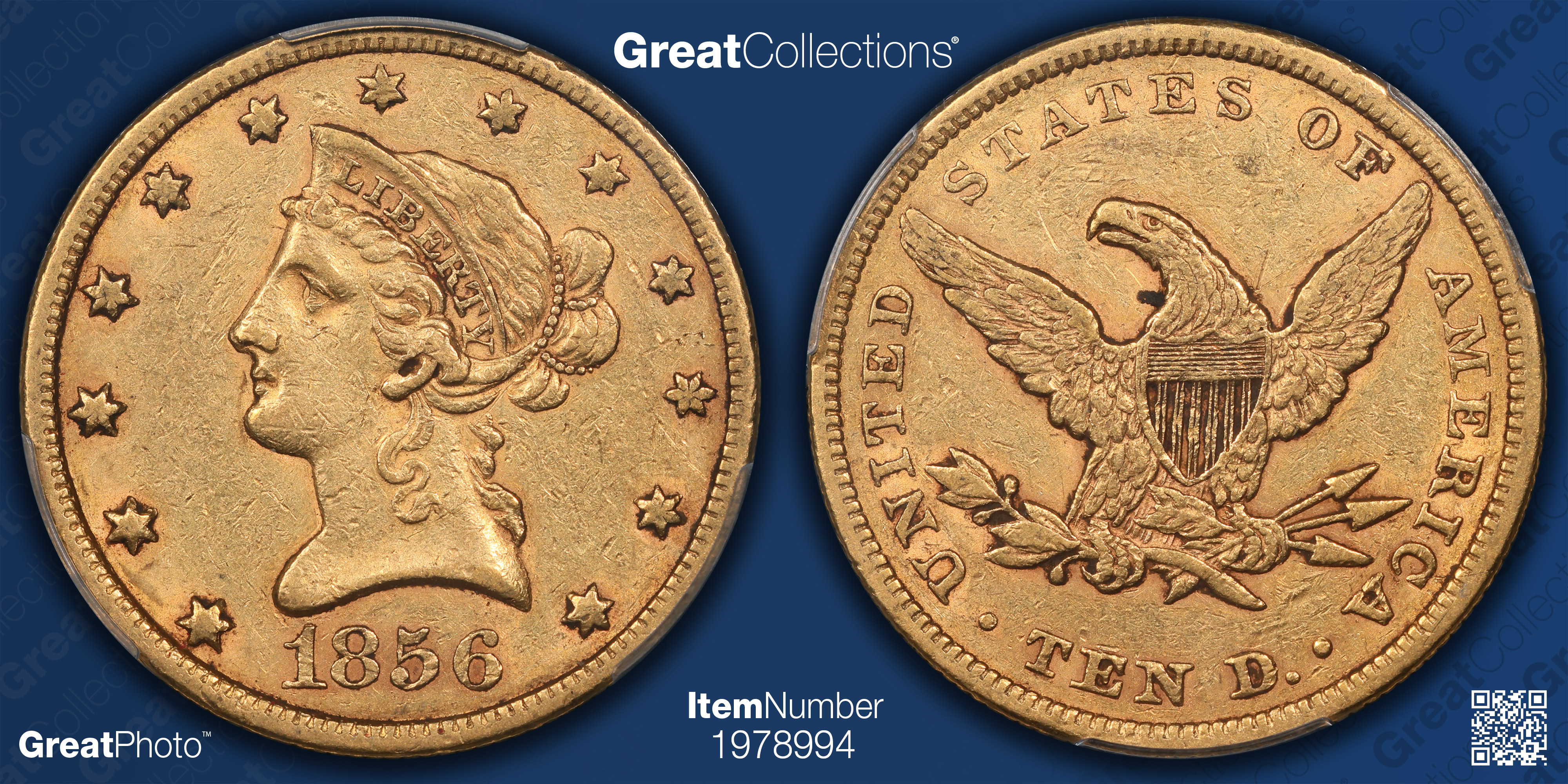 1856 Liberty Gold Eagle PCGS XF-45 (CAC Green) (Item 1978994 ...