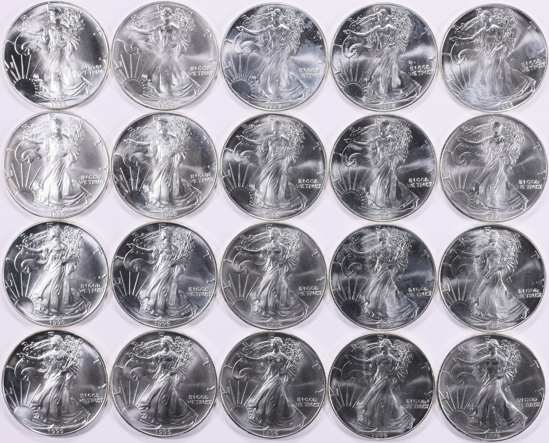 1995 Silver Eagle BU Roll Uncertified (20 Coins) | Cert #n/a ...