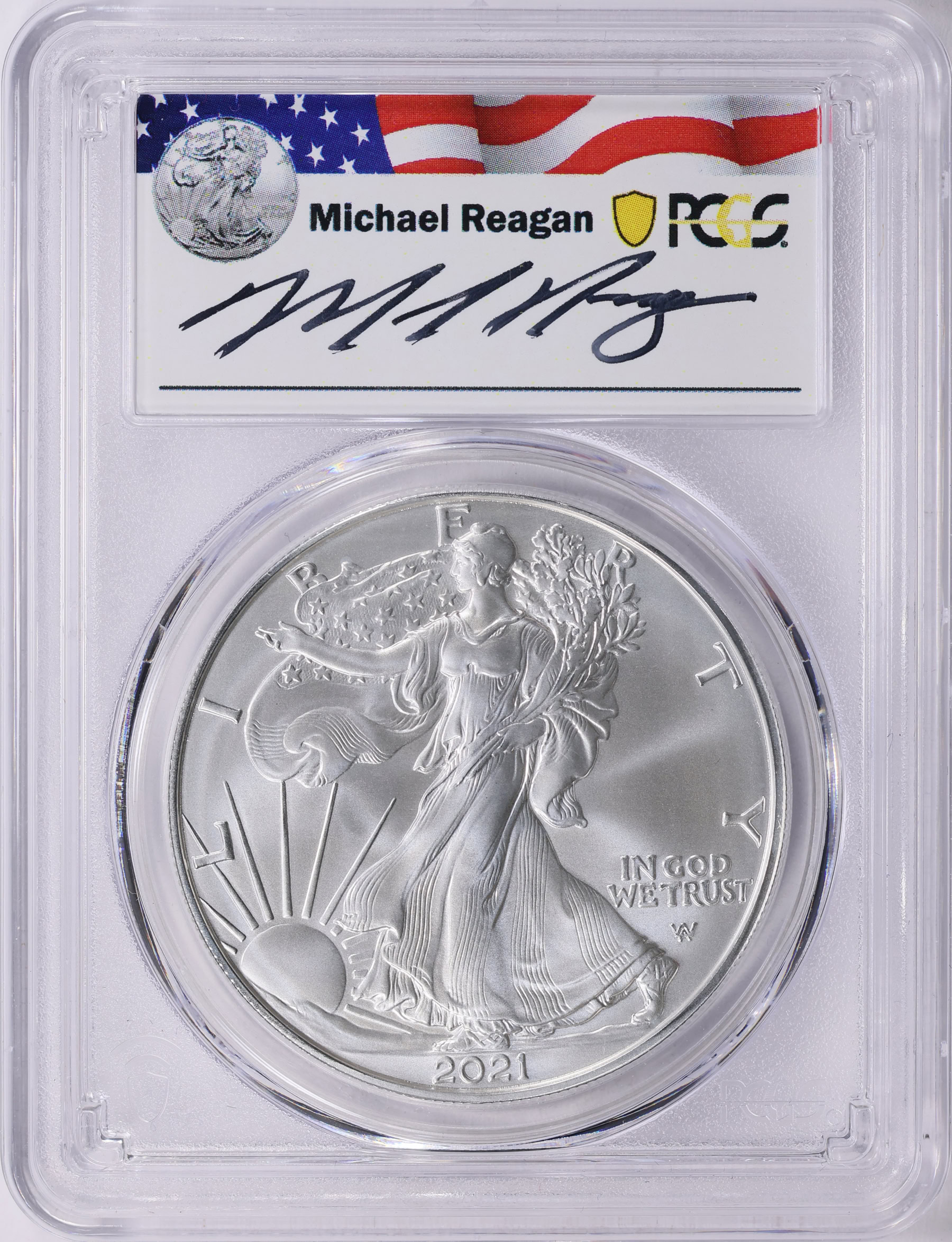 2021-W $1 Silver Eagle Burnished Type 2 First Day of Issue Reagan Legacy Series PCGS SP-70 ...