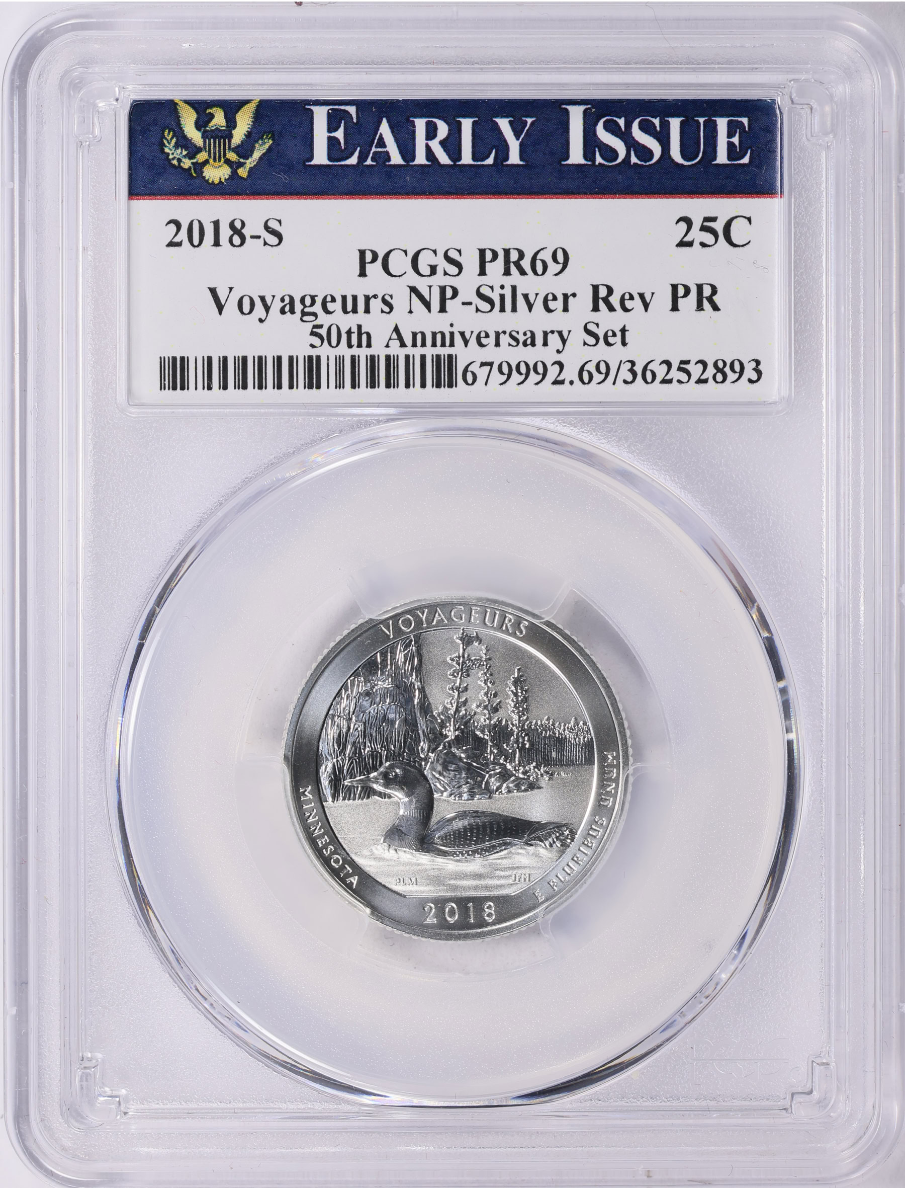 2018-S America the Beautiful Quarter Silver Voyageurs NP Reverse Proof ...