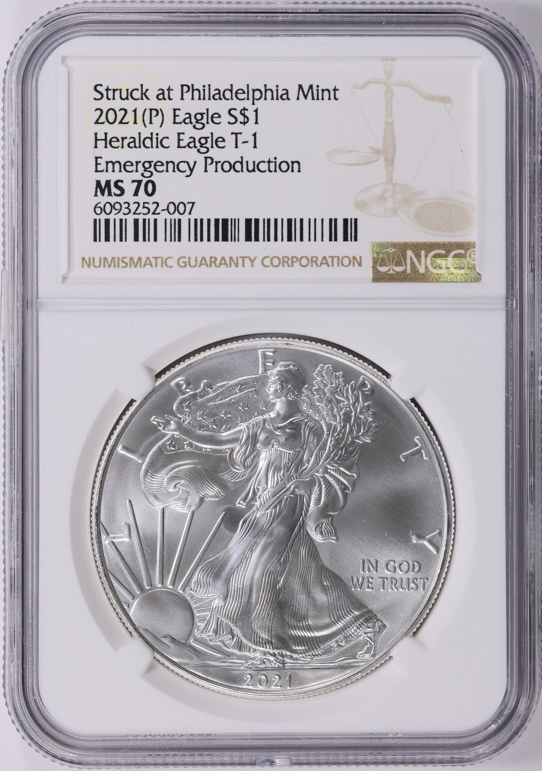 2021-(P) $1 Silver Eagle Type 1 Emergency Production Struck at ...