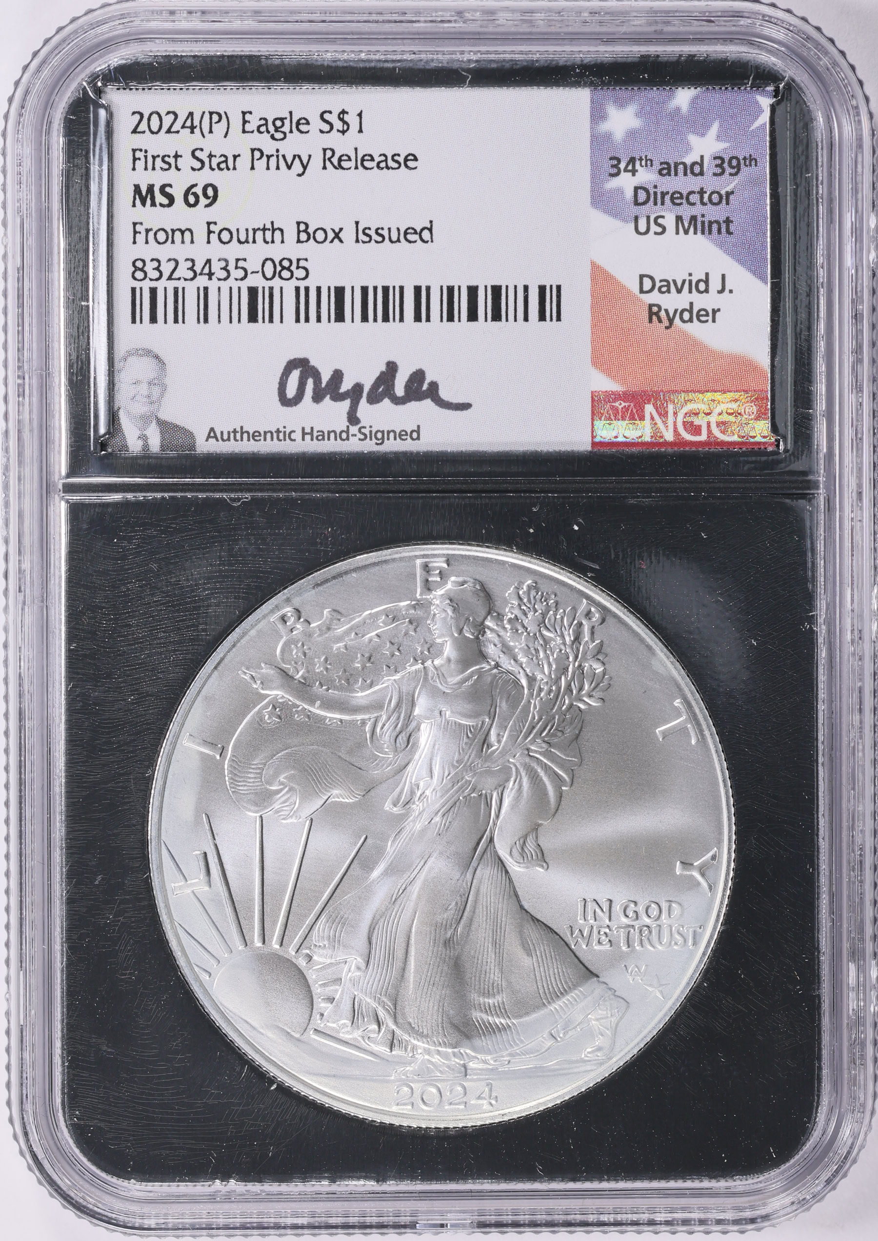2024-(P) $1 Silver Eagle with Star Privy NGC MS-69 (David Ryder Signed ...