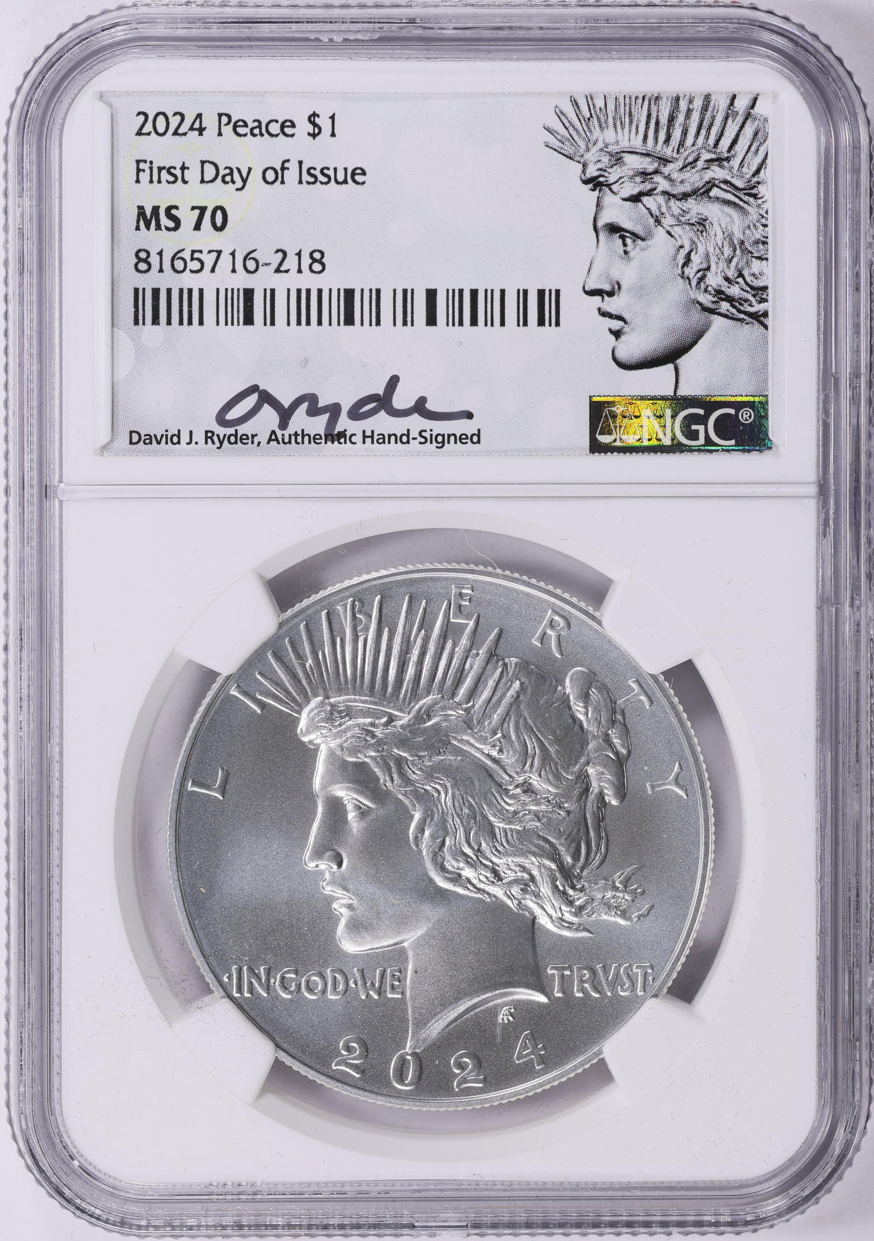2024 Peace Silver Dollar First Day of Issue NGC MS-70 (David Ryder ...