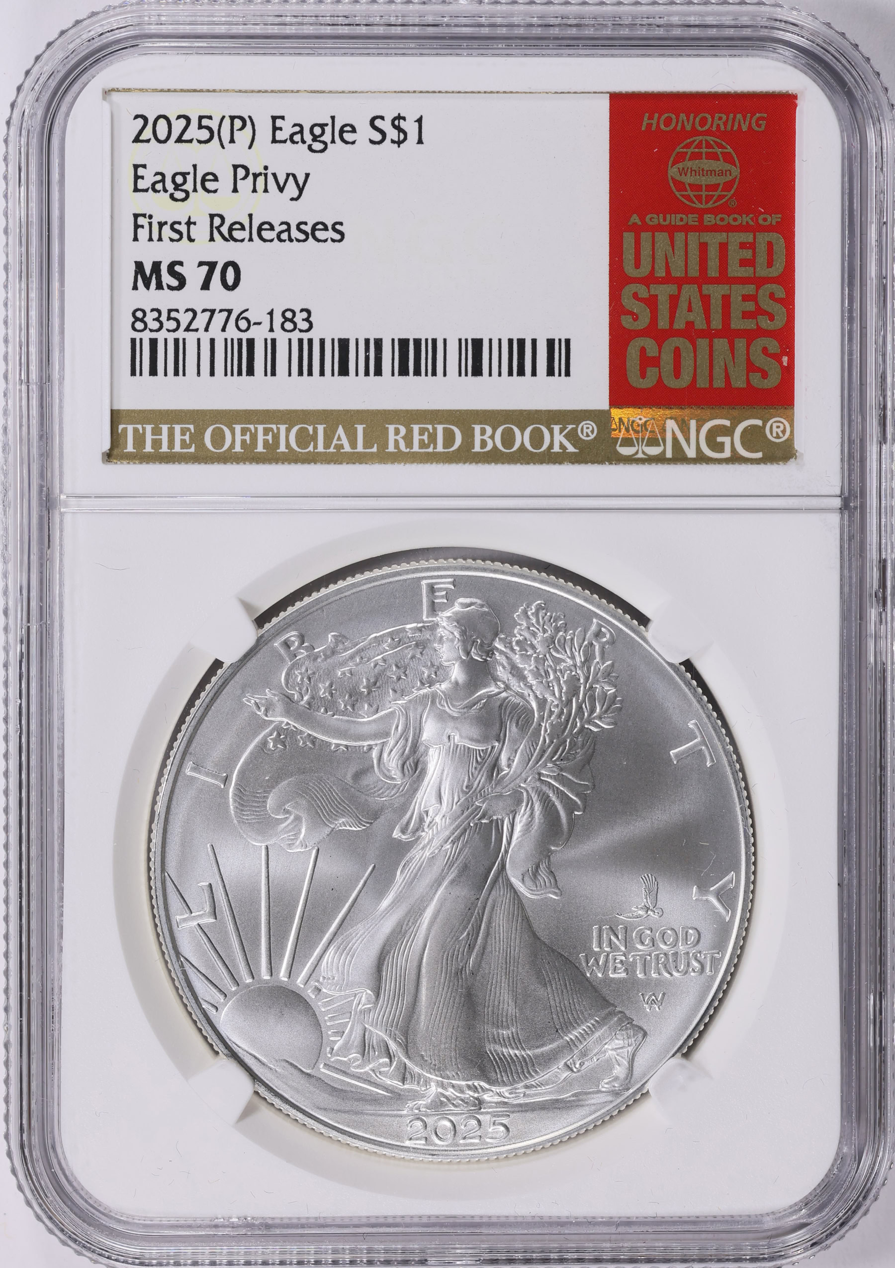 2025-(P) $1 Silver Eagle with Eagle Privy First Releases NGC MS-70 (Red ...