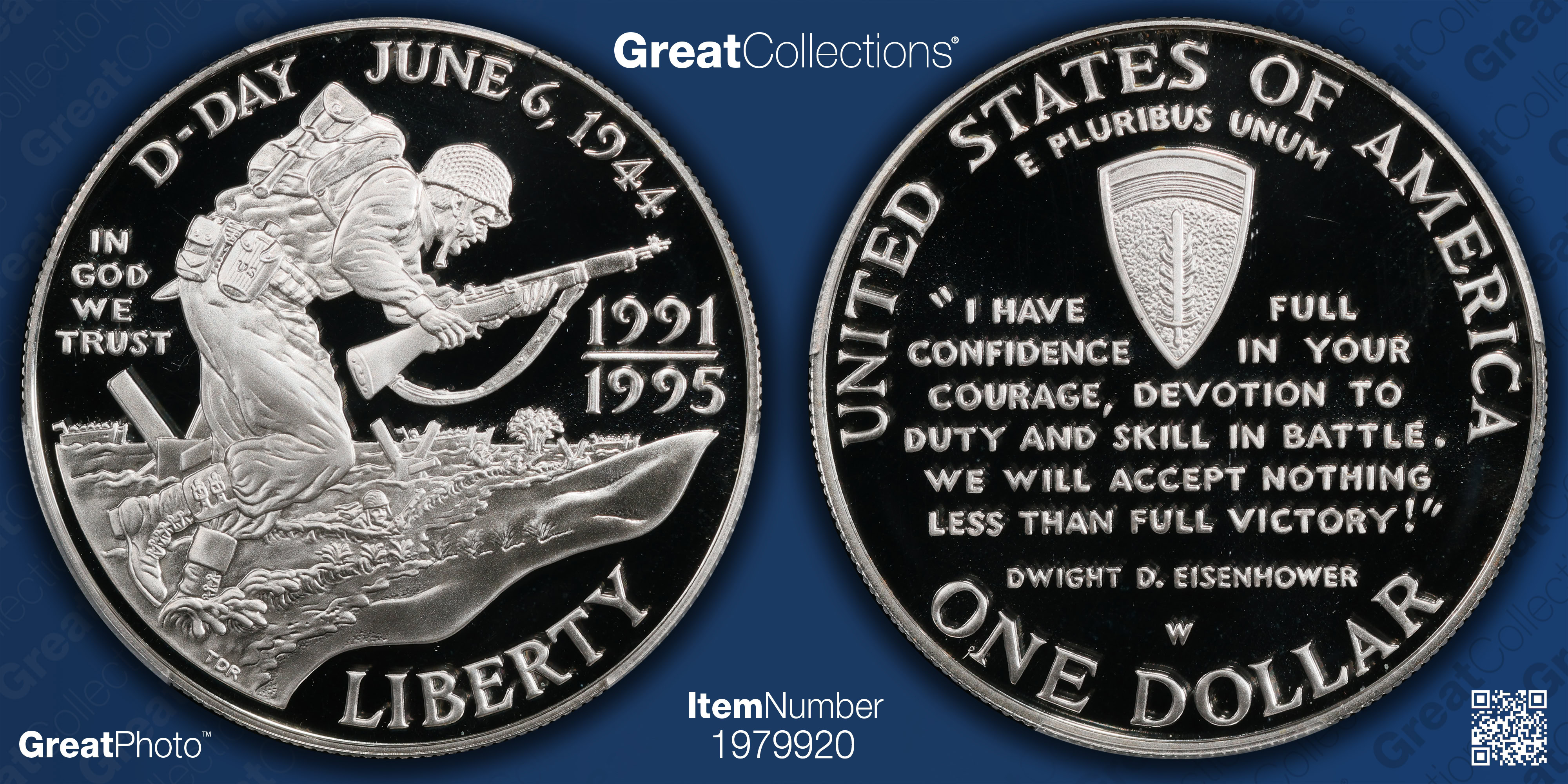 1991-95-W 50th Anniversary of World War II Silver Dollar PCGS Proof-70 ...