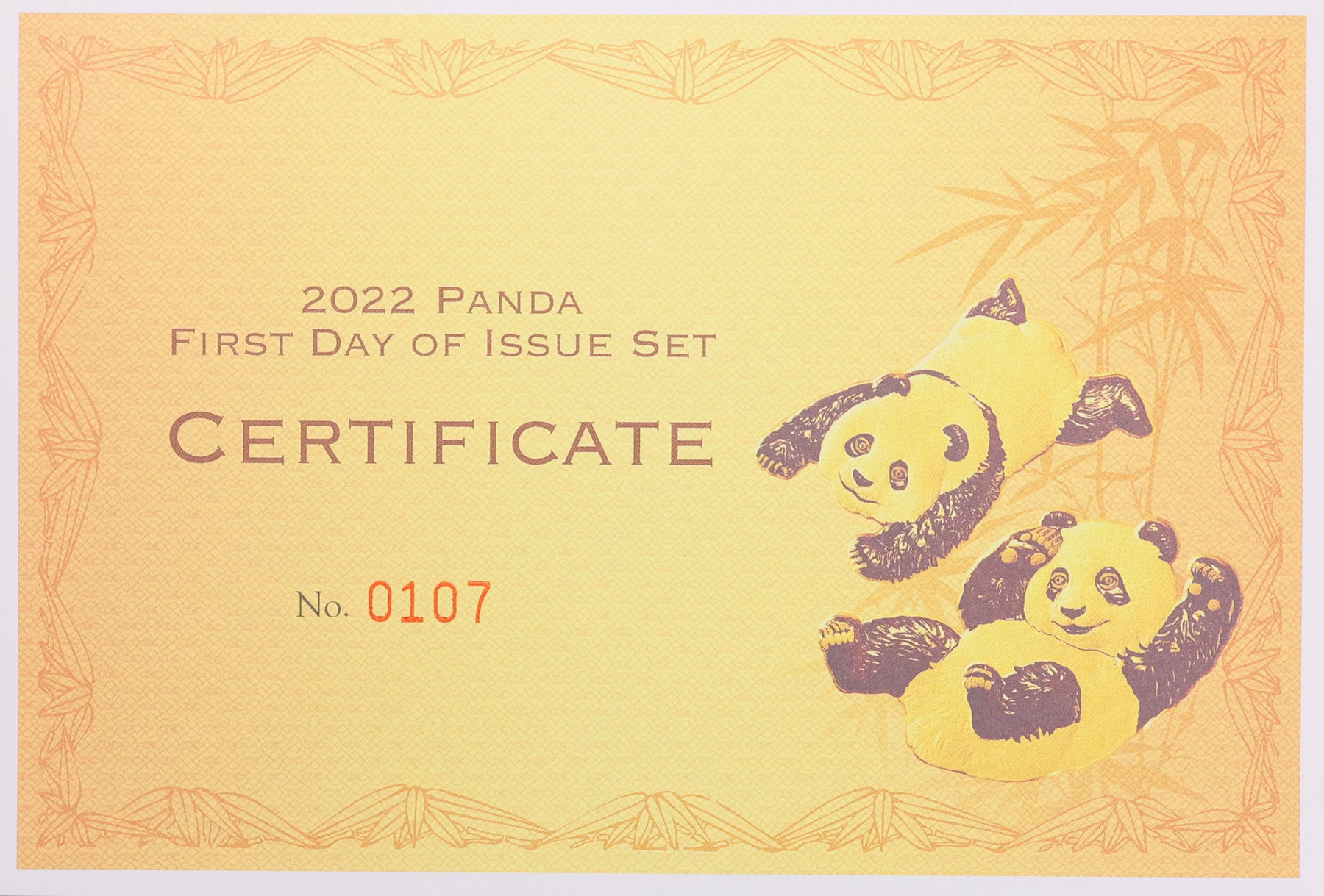 China 2022-(G) Gold 10, 50, 100, 200 and 500 Yuan Panda 40th ...