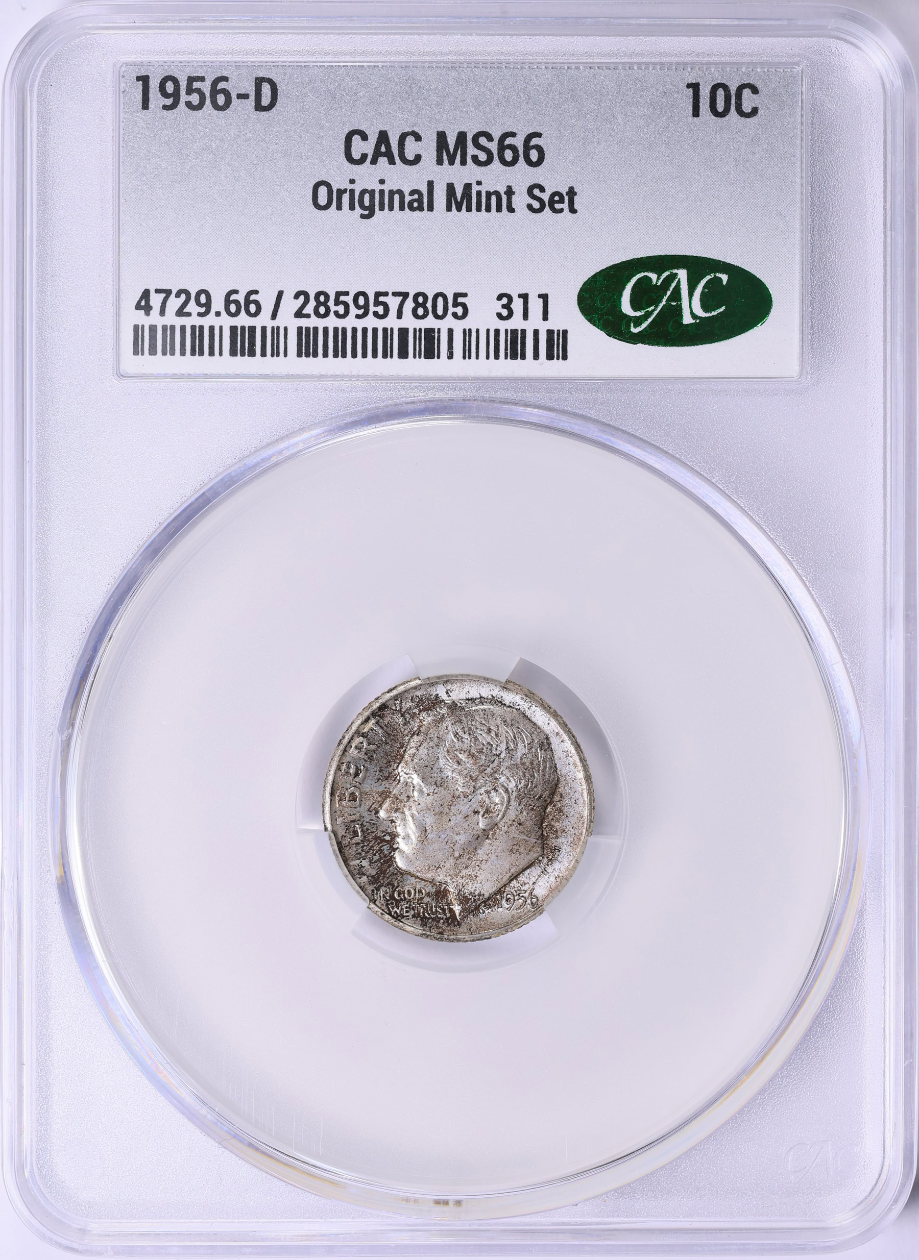 1956-D Roosevelt Dime CACG MS-66 (Toned) (Item 1980024 ...