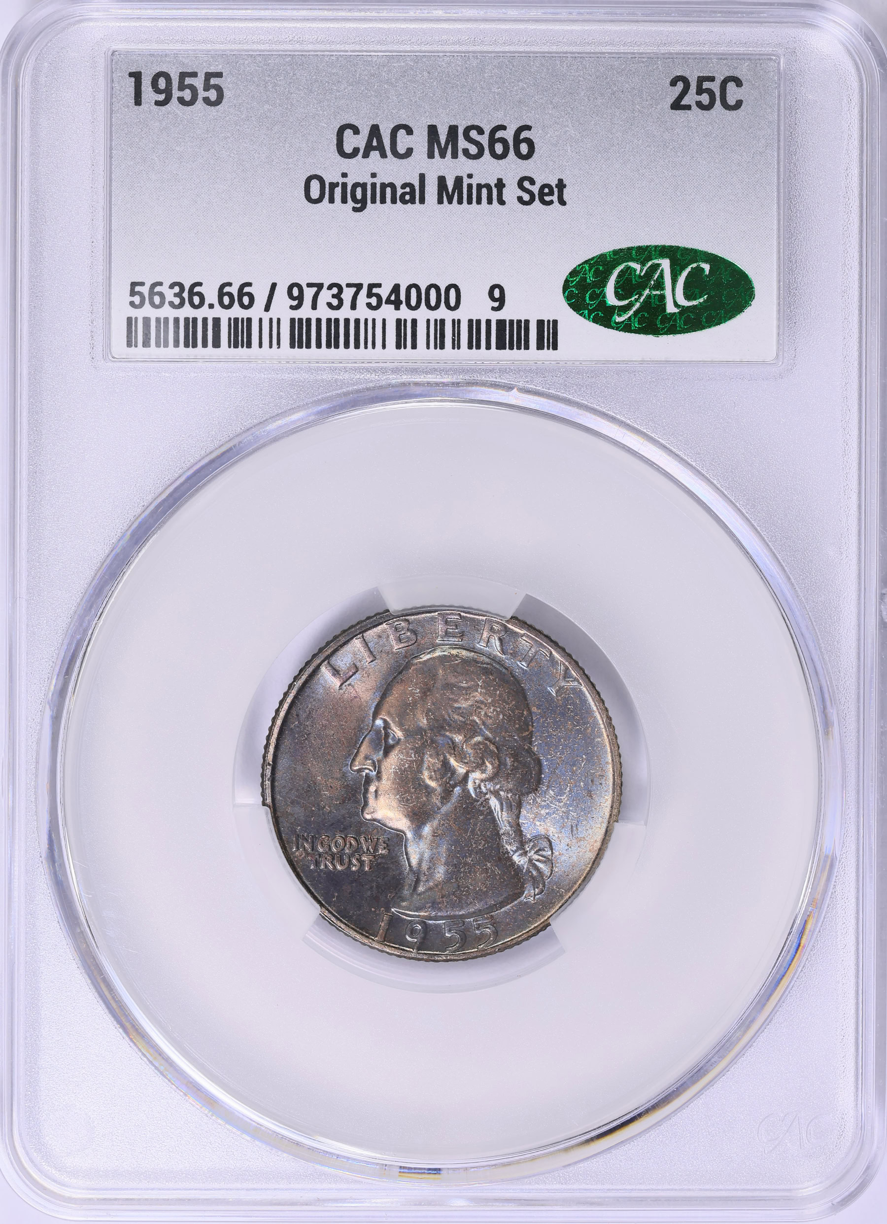 1955 Washington Quarter CACG MS-66 (Toned) (Item 1980079 ...