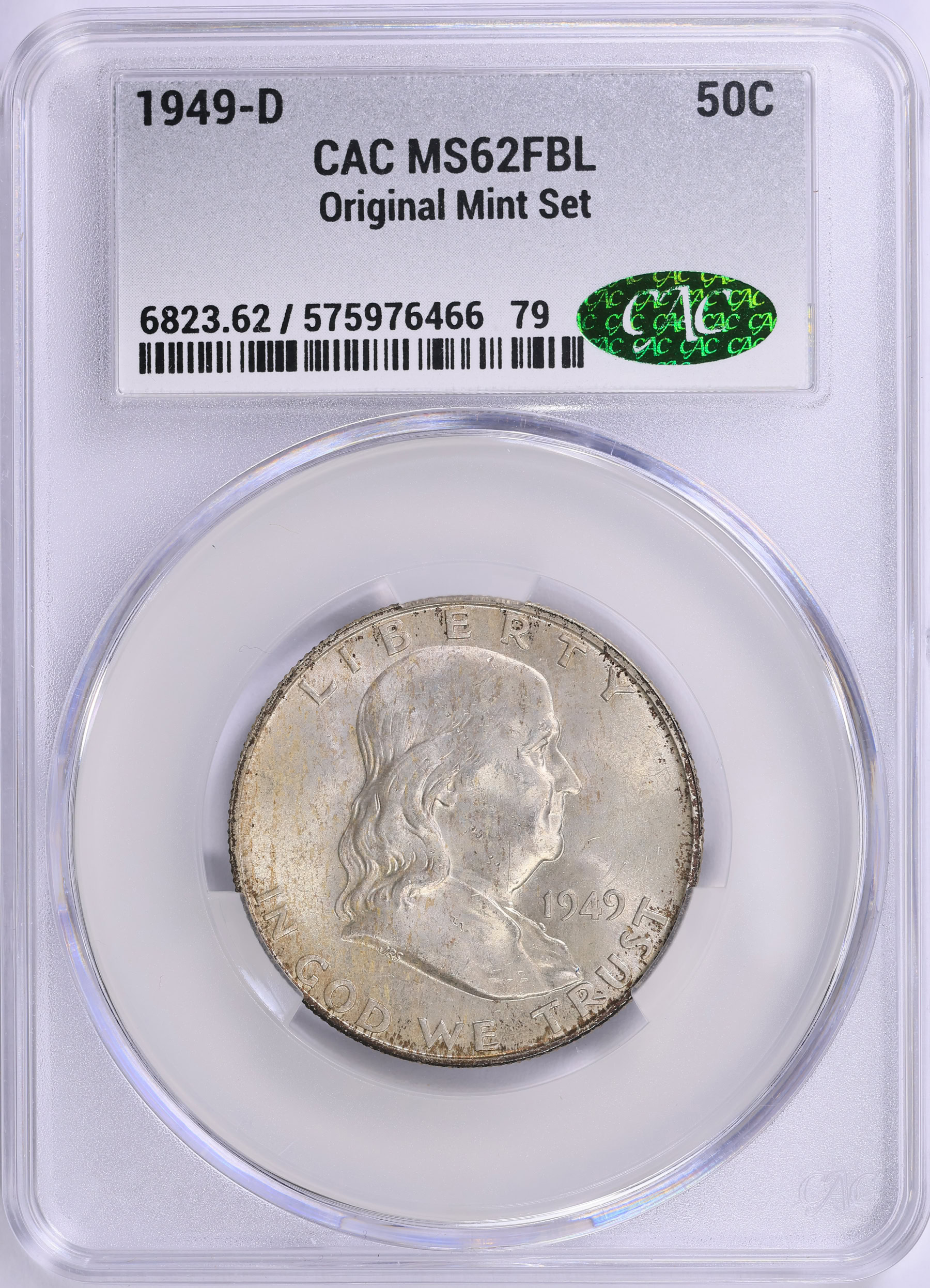 1949-D Franklin Half Dollar CACG MS-62 FBL (Toned) (Item 1980083 ...