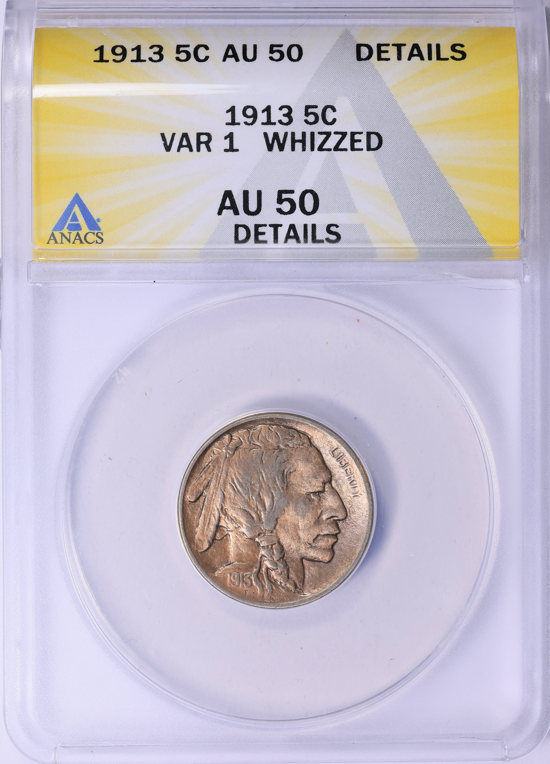 1913 Buffalo Nickel Type 1 ANACS AU-50 Details (Item 1980383 ...
