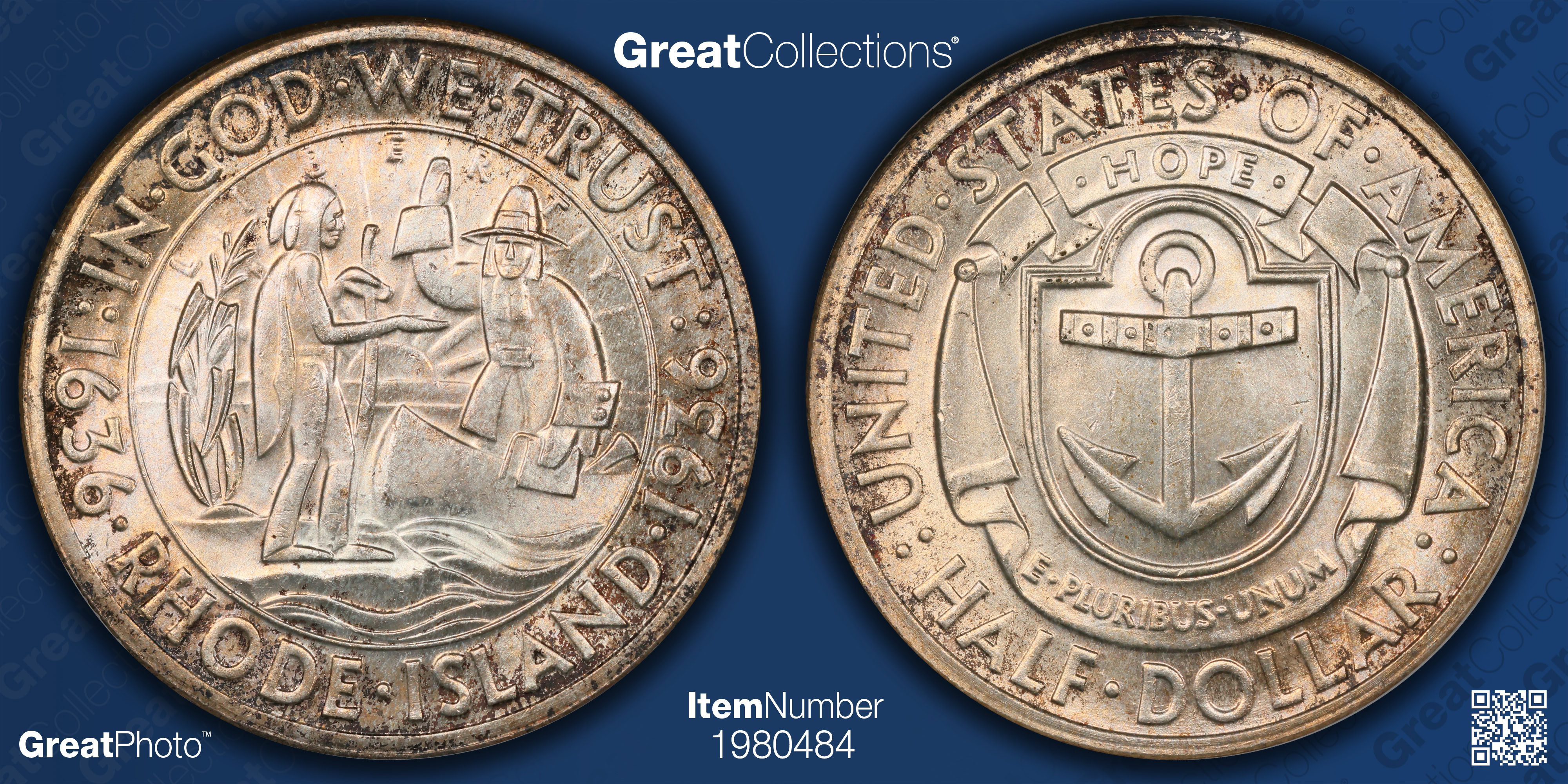 1936 Providence, Rhode Island Tercentenary Half Dollar NGC MS-65 (CAC ...
