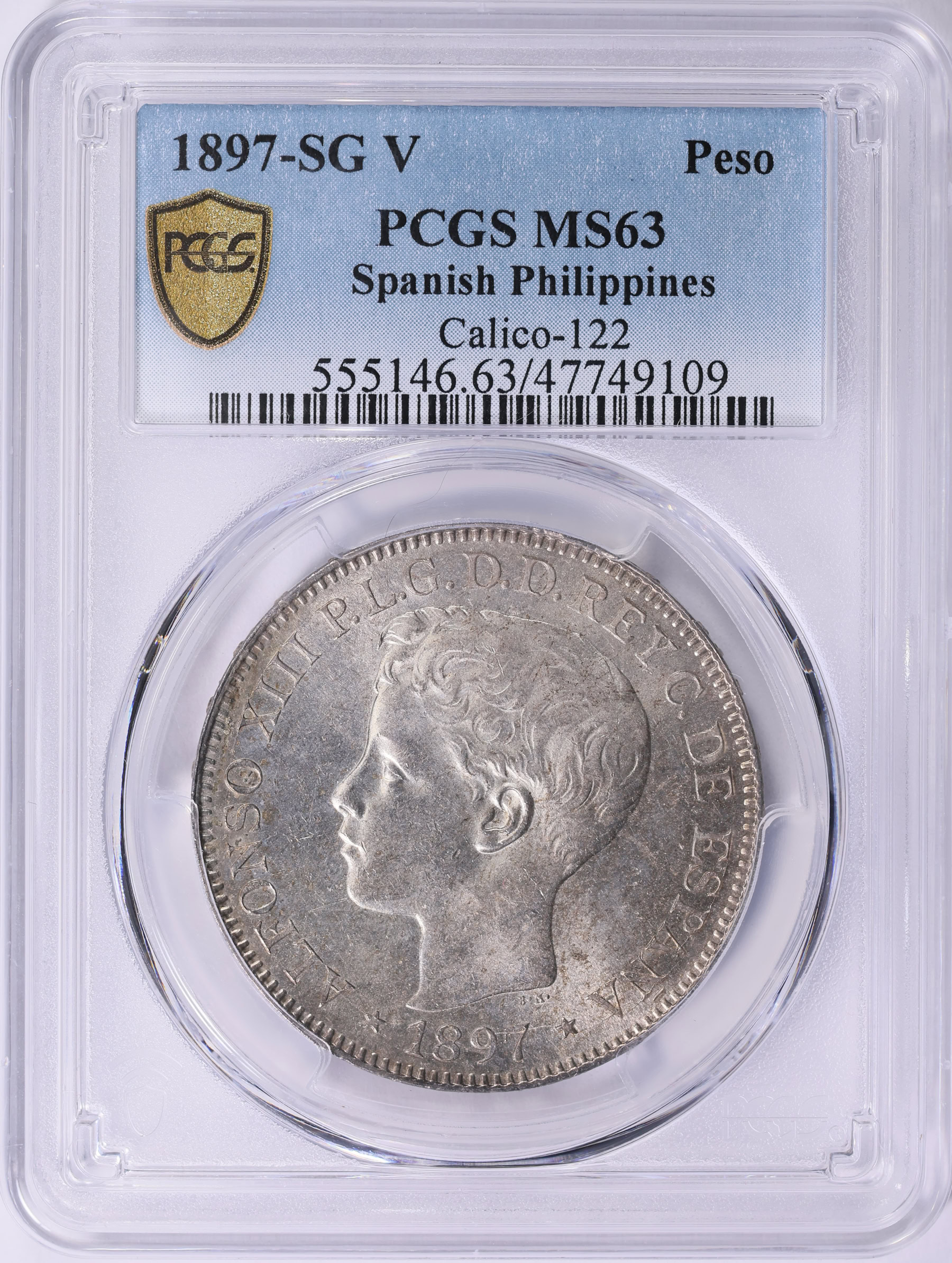 Philippines (Spanish Colony) 1897-SG V Silver Peso KM-154 PCGS MS-63 ...