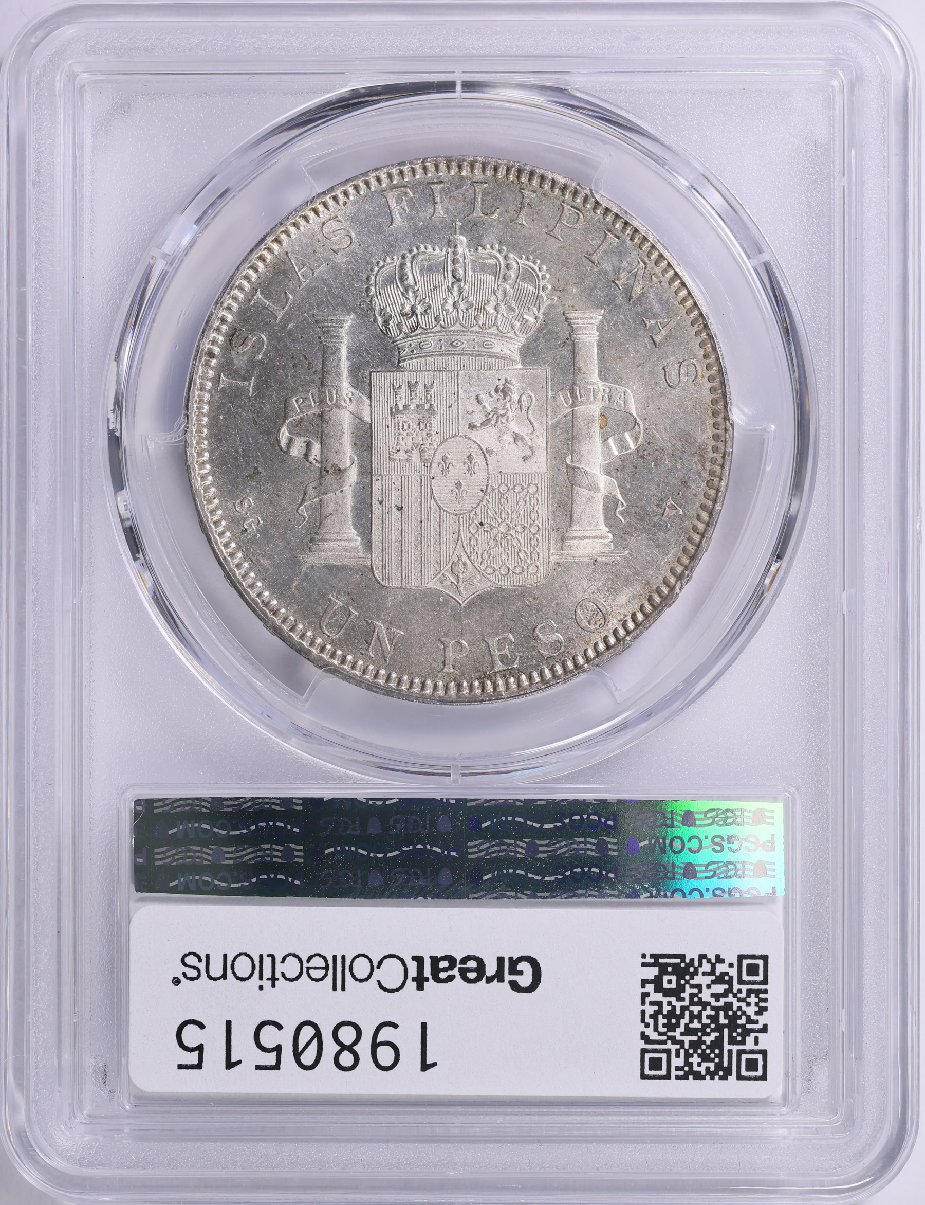 Philippines (Spanish Colony) 1897-SG V Silver Peso KM-154 PCGS MS-63 ...