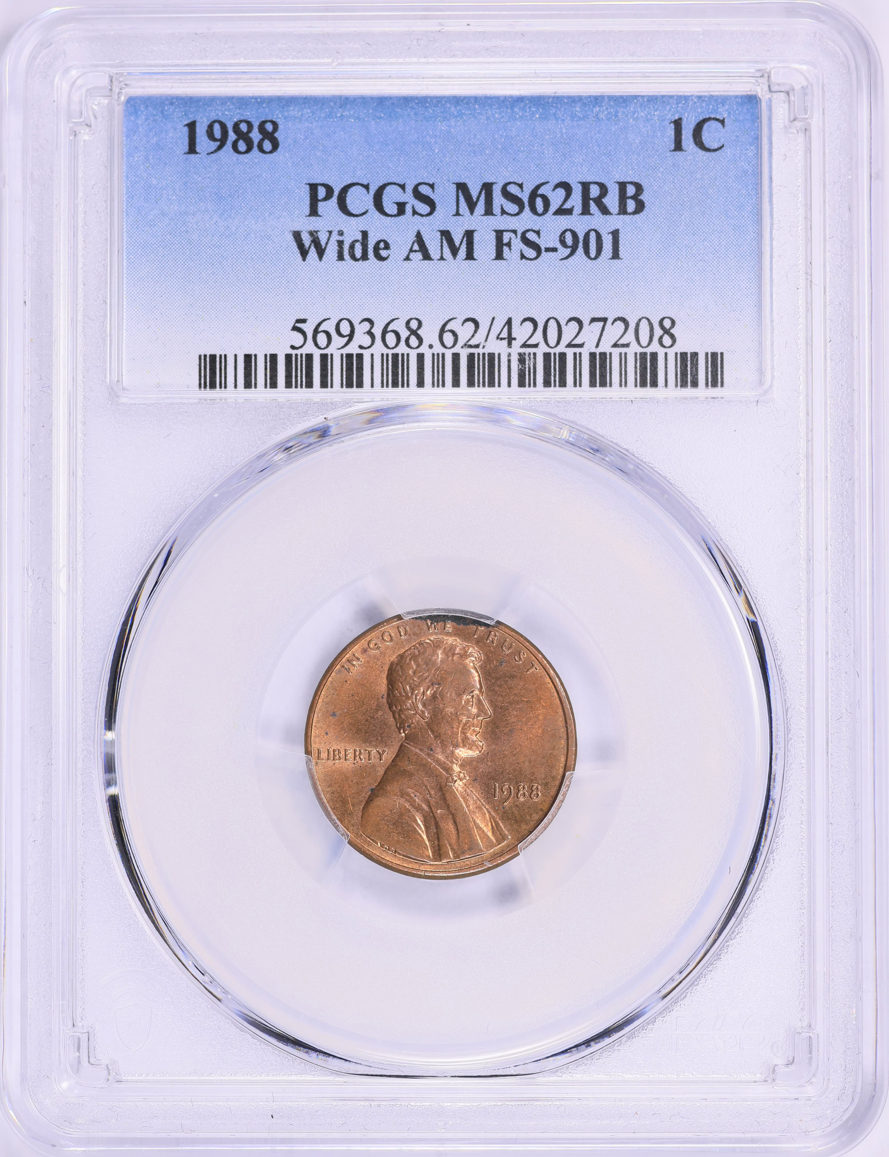 1988 Lincoln Cent Wide AM Flared G FS-901 PCGS MS-62 RB (Item 1980766 ...