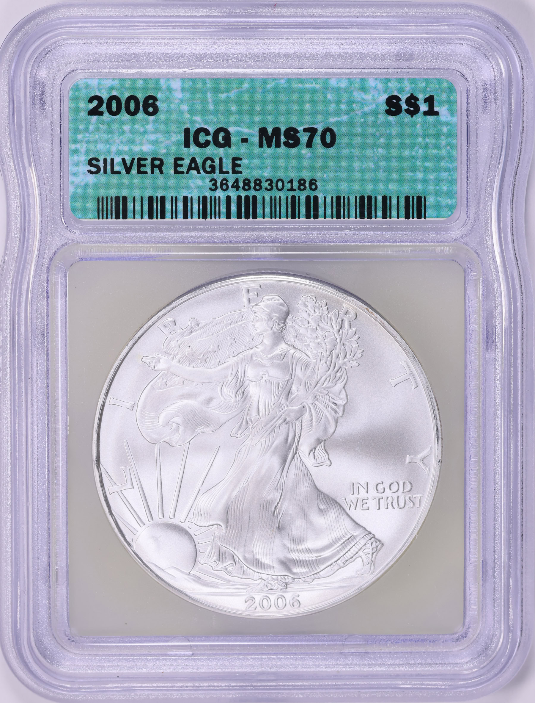 2006 $1 Silver Eagle ICG MS-70 (Item 1980767) | GreatCollections Coin Auctions