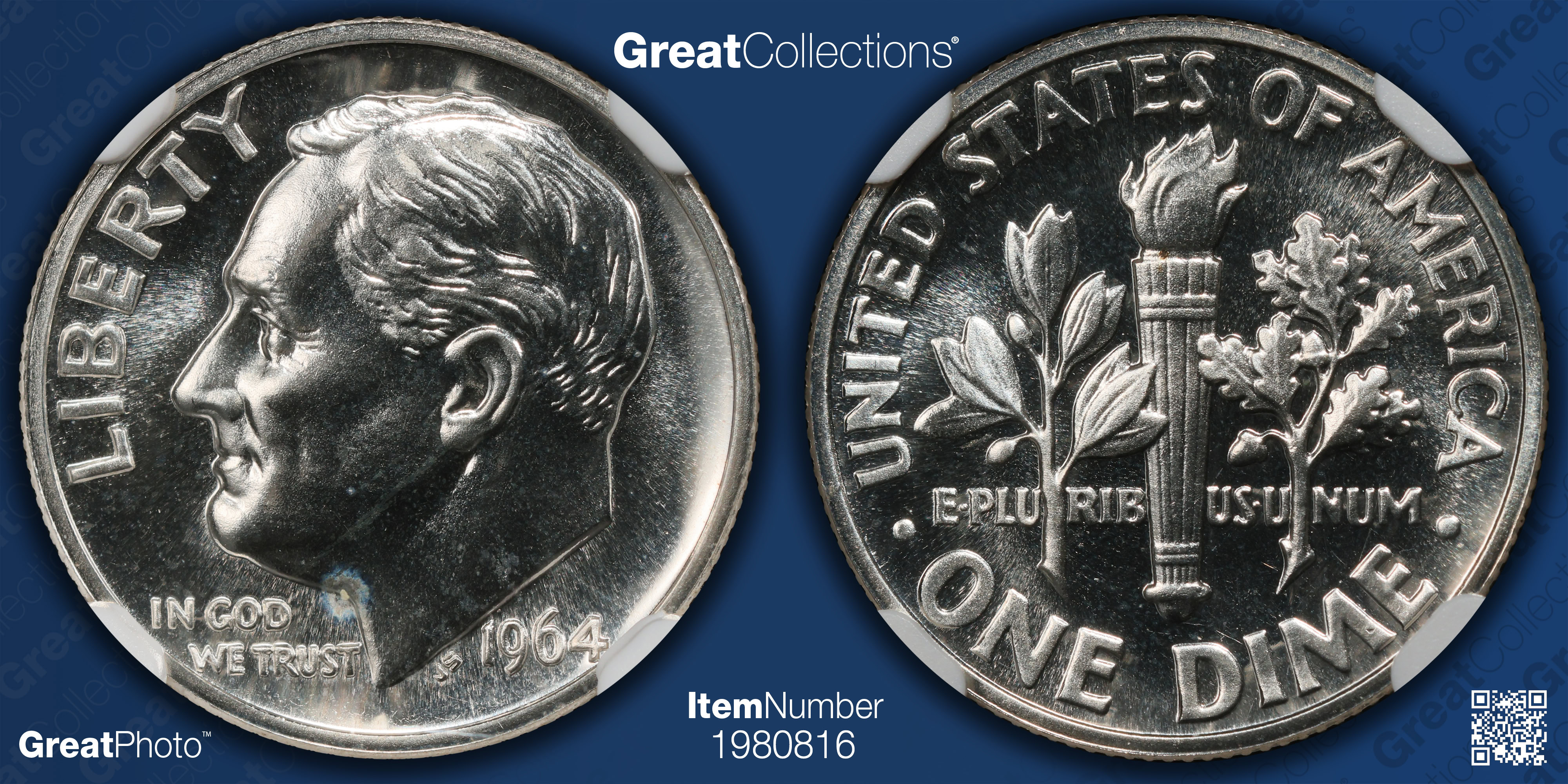 1964 Roosevelt Dime NGC Proof-68 (Item 1980816) | GreatCollections Coin ...