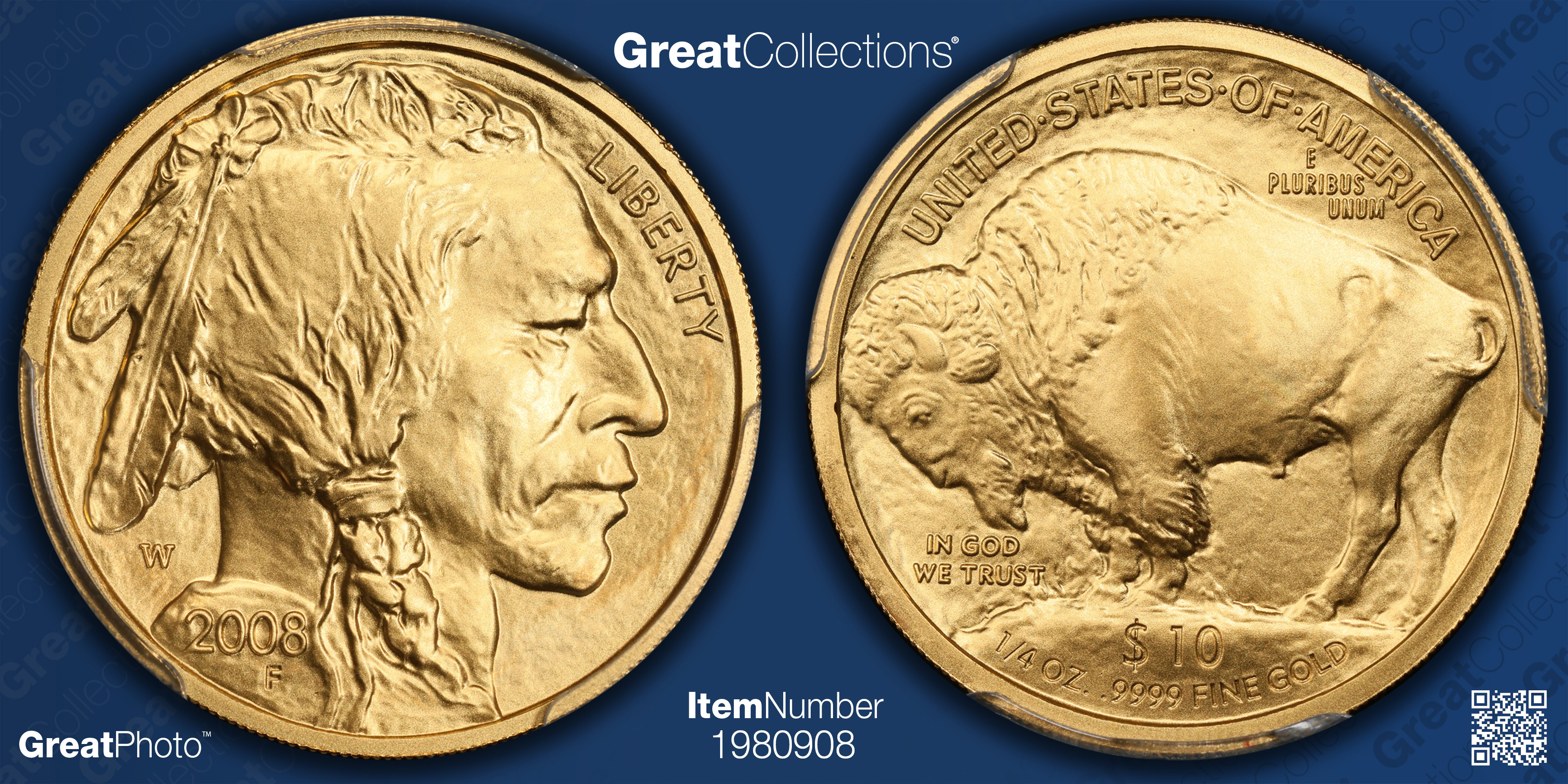 2008-W $10 Quarter-Ounce Gold American Buffalo Burnished PCGS SP-70 ...