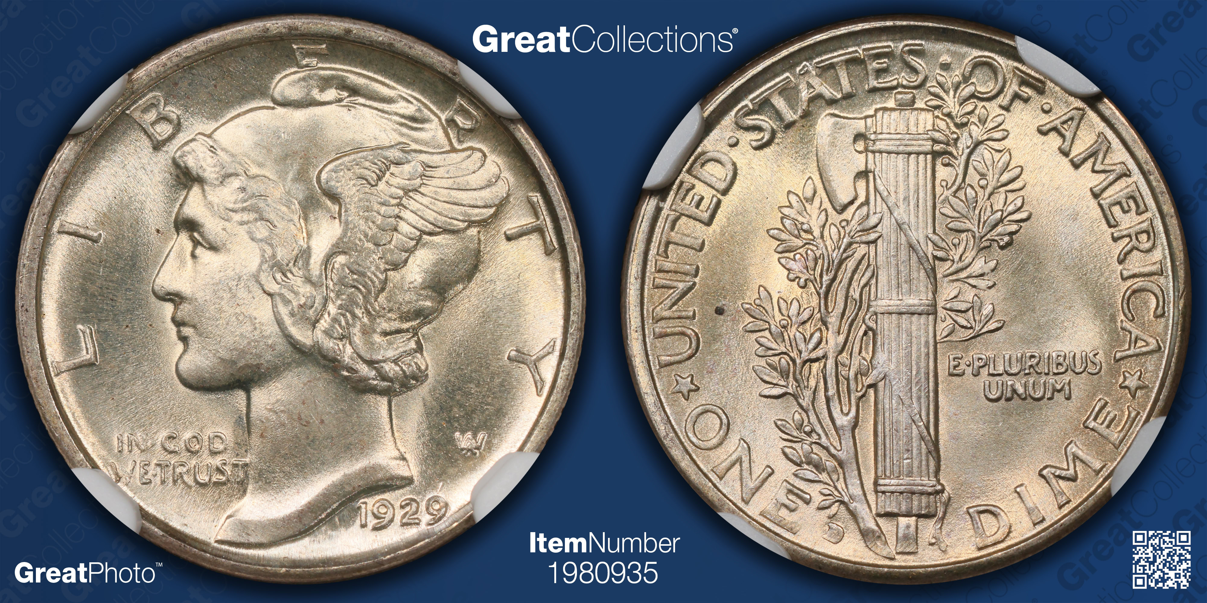 1929-D Mercury Dime NGC MS-66 FB (Item 1980935) | GreatCollections Coin ...