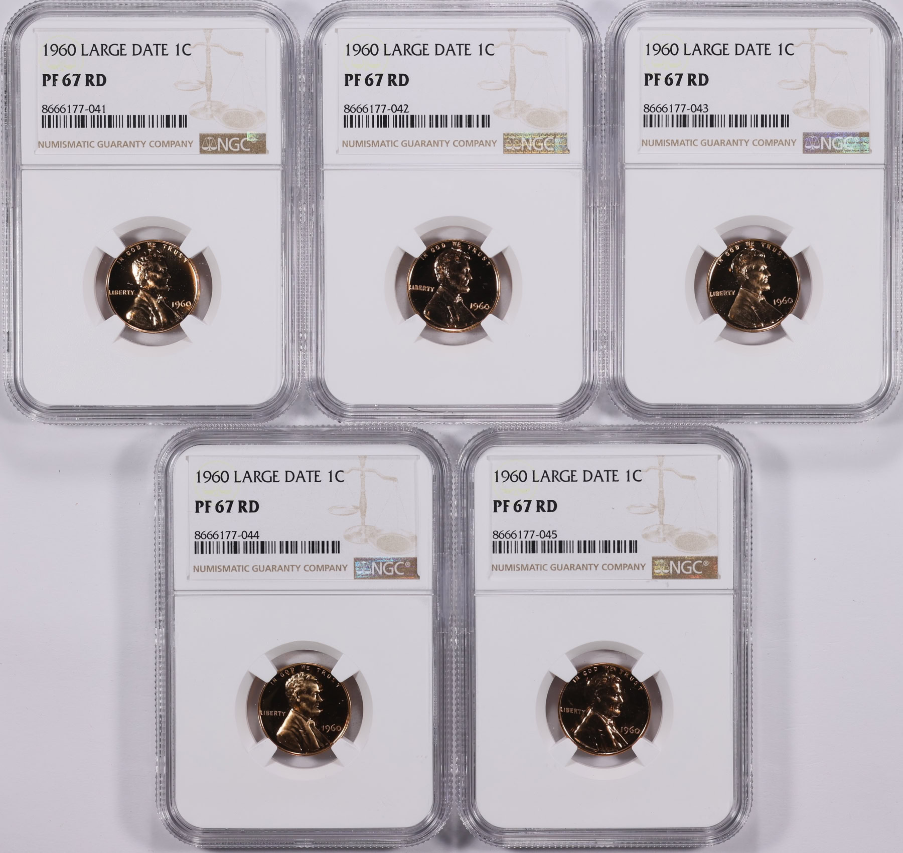 1960 Lincoln Cent Large Date NGC Proof-67 RD (10 Coins) (Item 1981351 ...