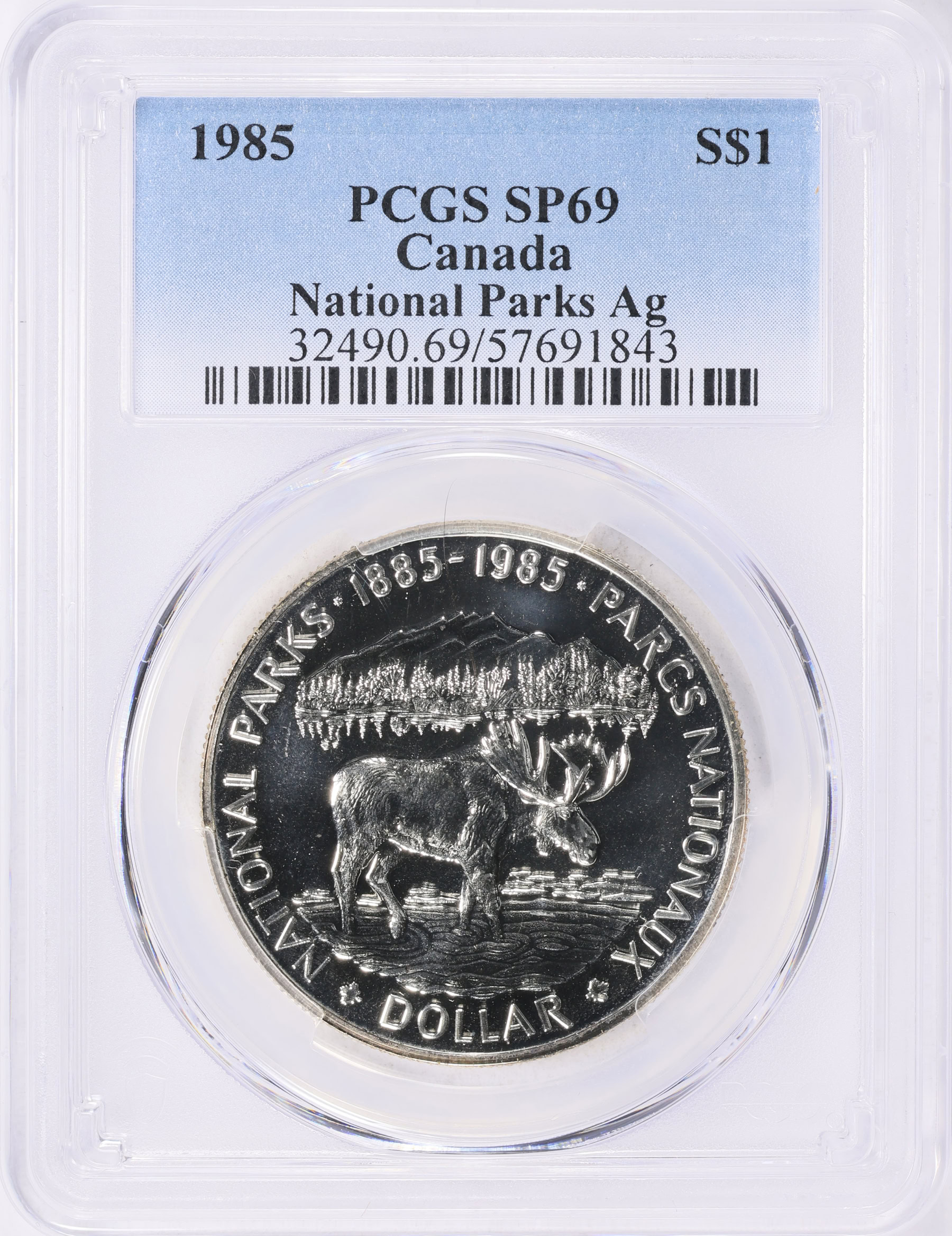 Canada 1985 Silver Dollar National Parks Centennial KM-143 PCGS SP-69 ...