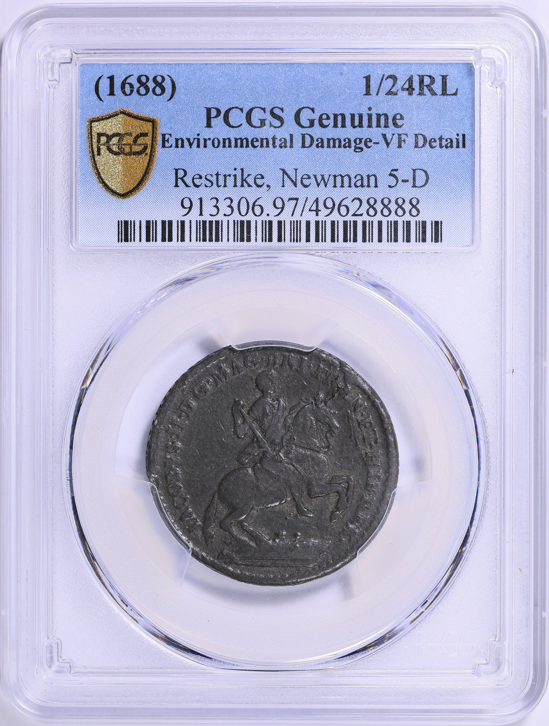 (1688) American Plantation Token 1/24RL Restrike, Newman 5-D PCGS ...
